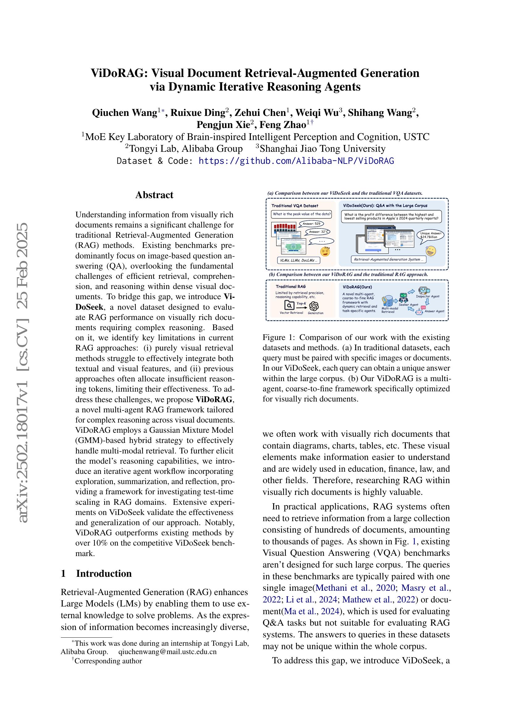ViDoRAG: Visual Document Retrieval-Augmented Generation via Dynamic Iterative Reasoning Agents ...