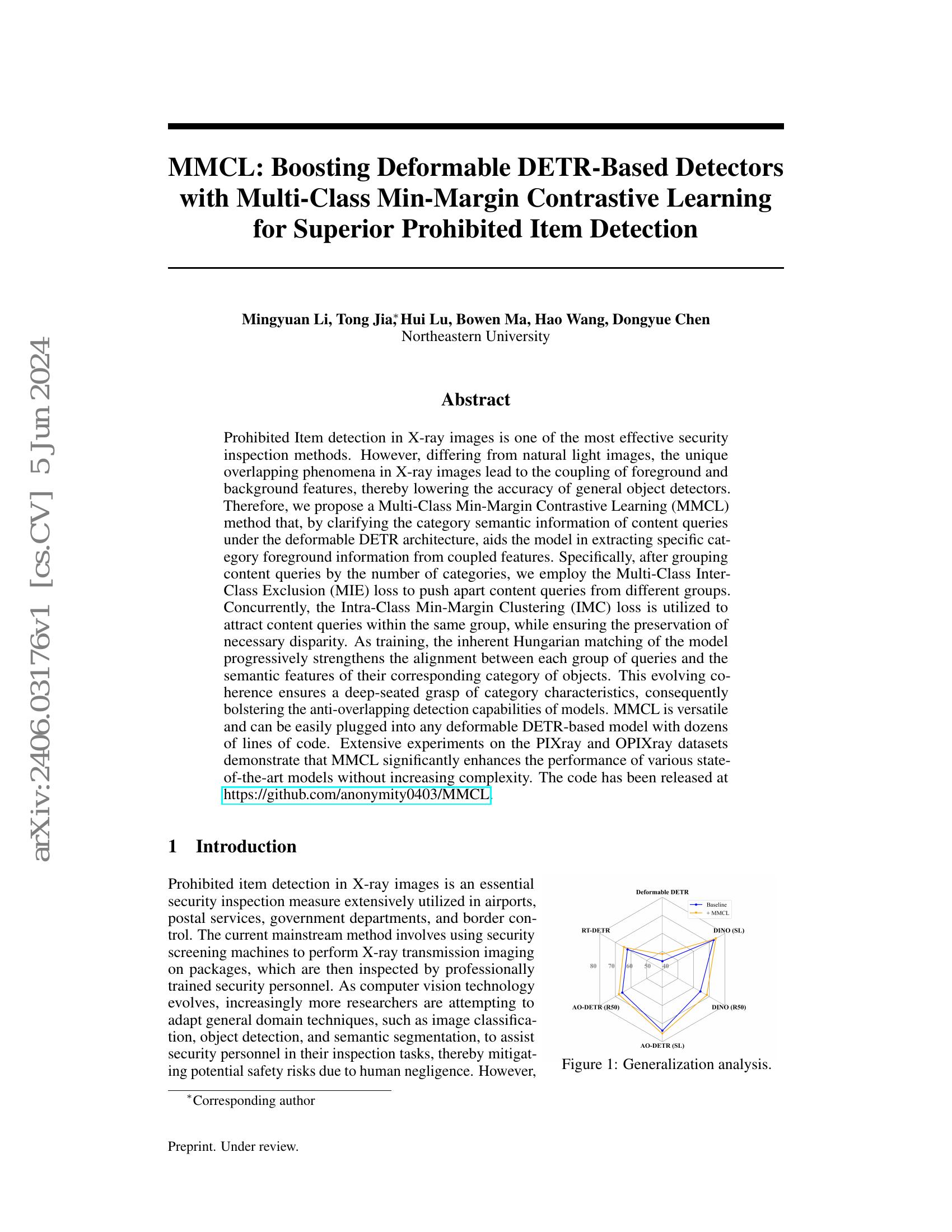 MMCL: Boosting Deformable DETR-Based Detectors with Multi-Class Min ...