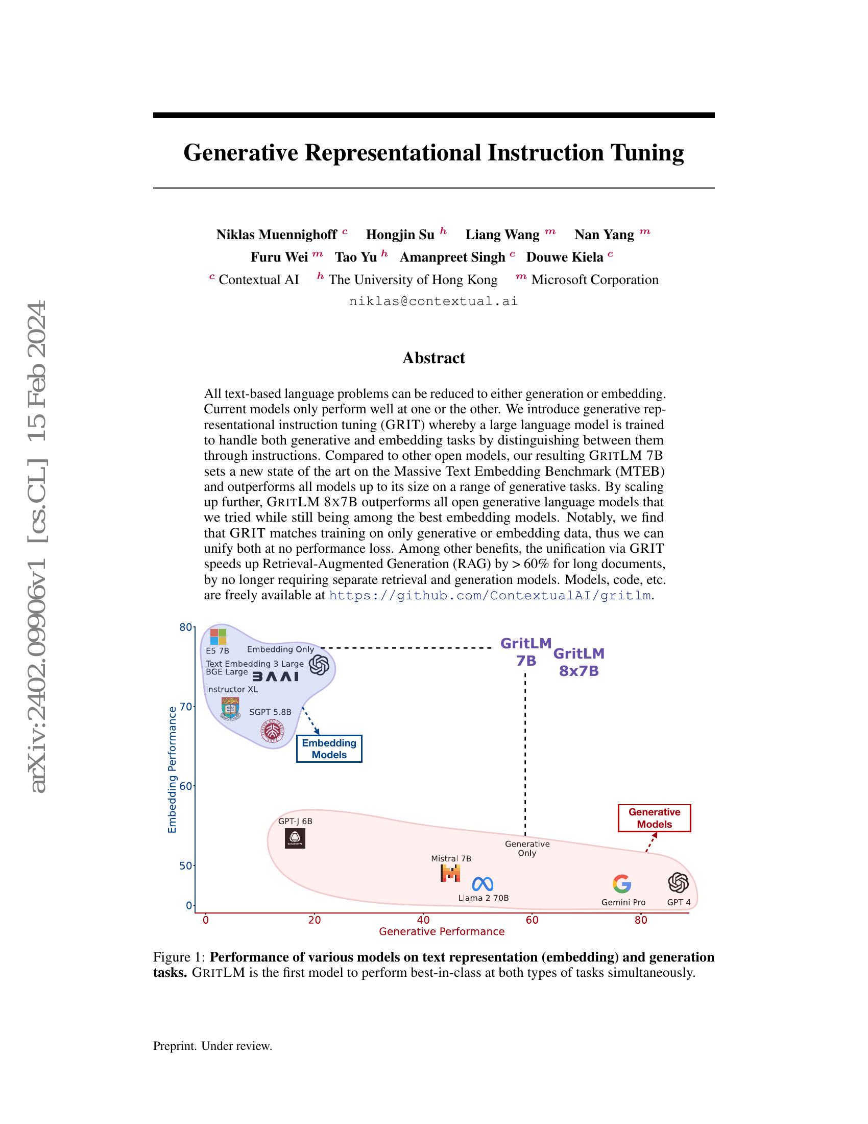 Generative Representational Instruction Tuning - 智源社区论文