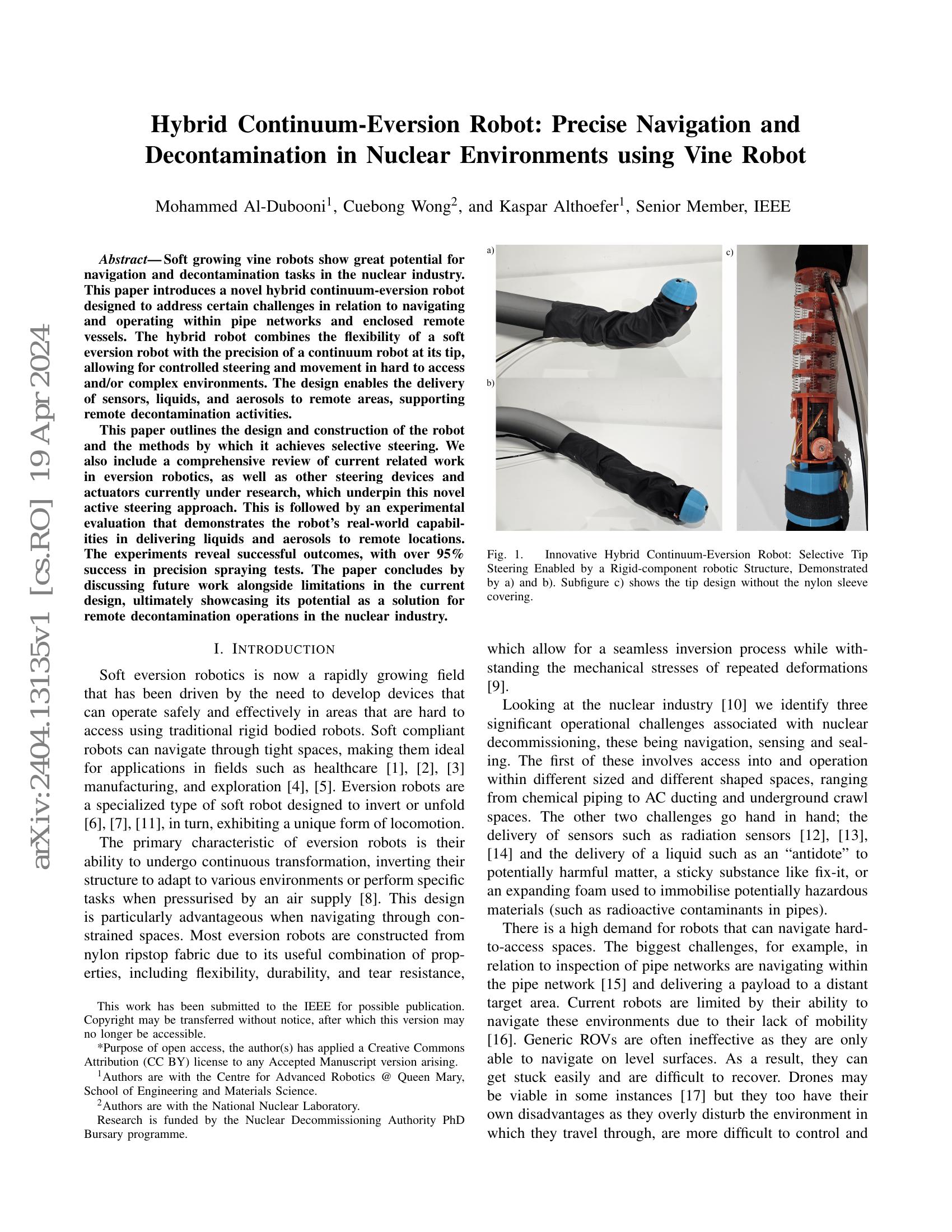 Hybrid Continuum-Eversion Robot: Precise Navigation and Decontamination ...