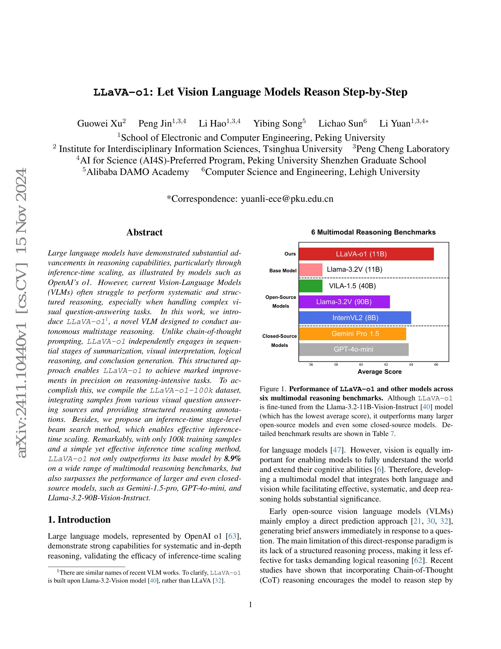 LLaVA-o1: Let Vision Language Models Reason Step-by-Step - 智源社区论文