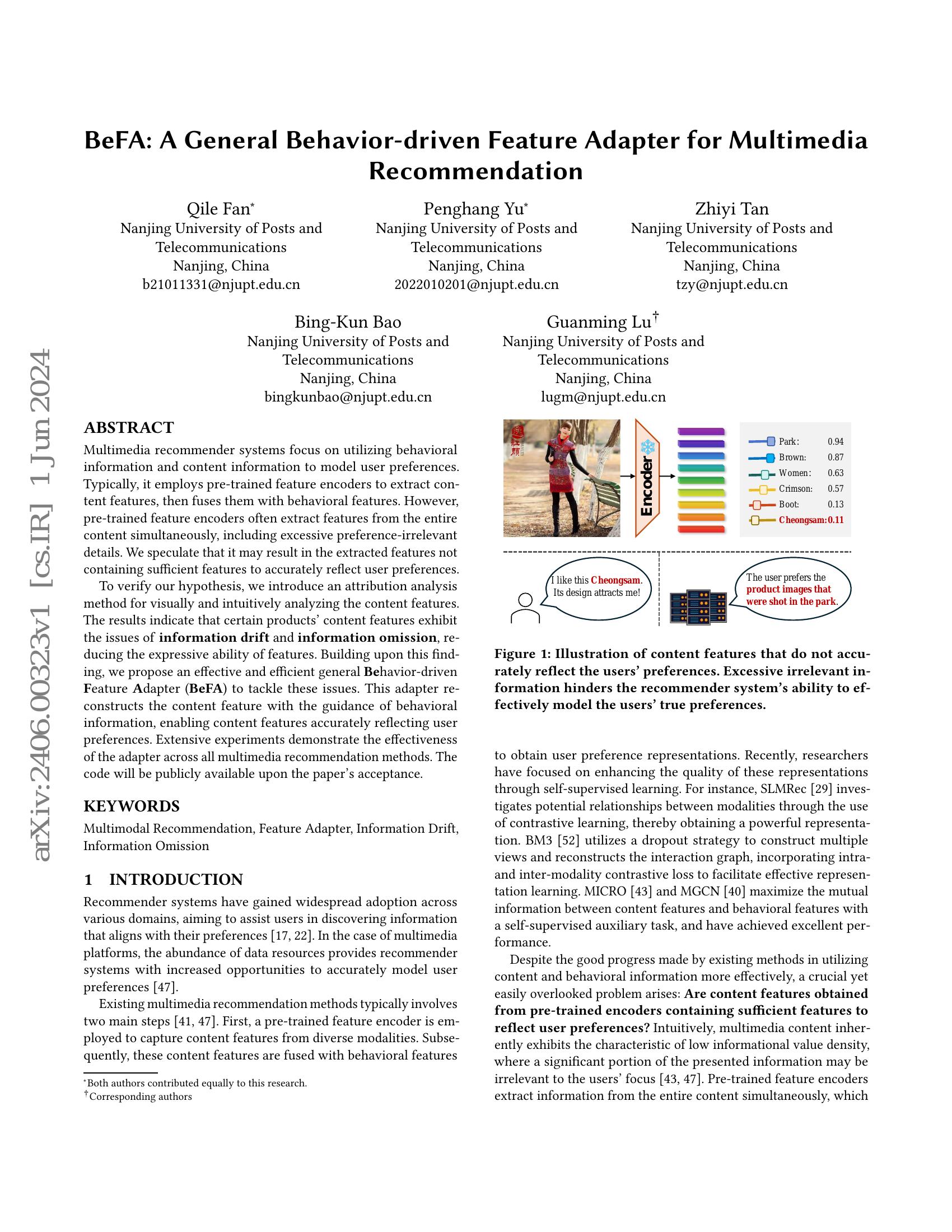 BeFA: A General Behavior-driven Feature Adapter for Multimedia ...