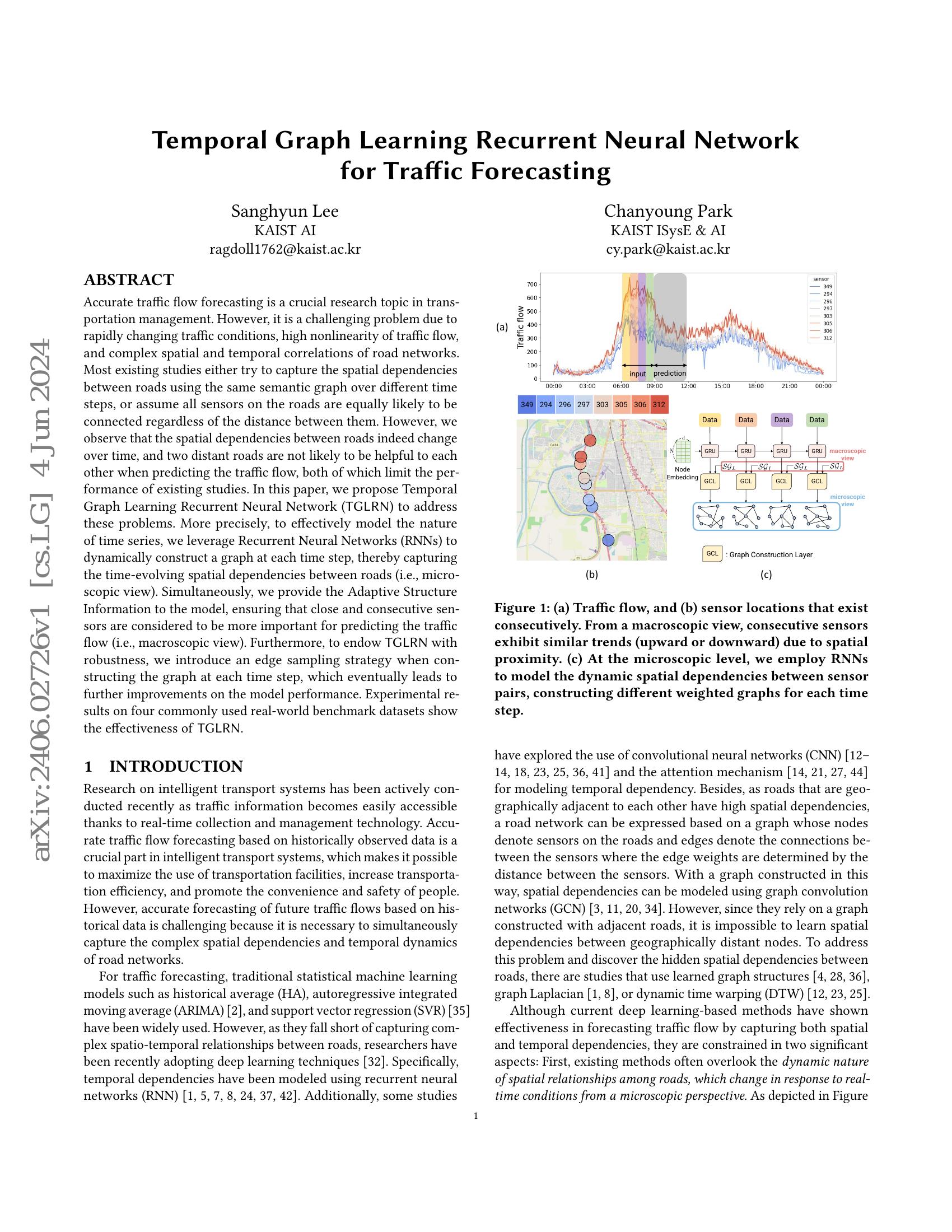 Temporal Graph Learning Recurrent Neural Network for Traffic ...