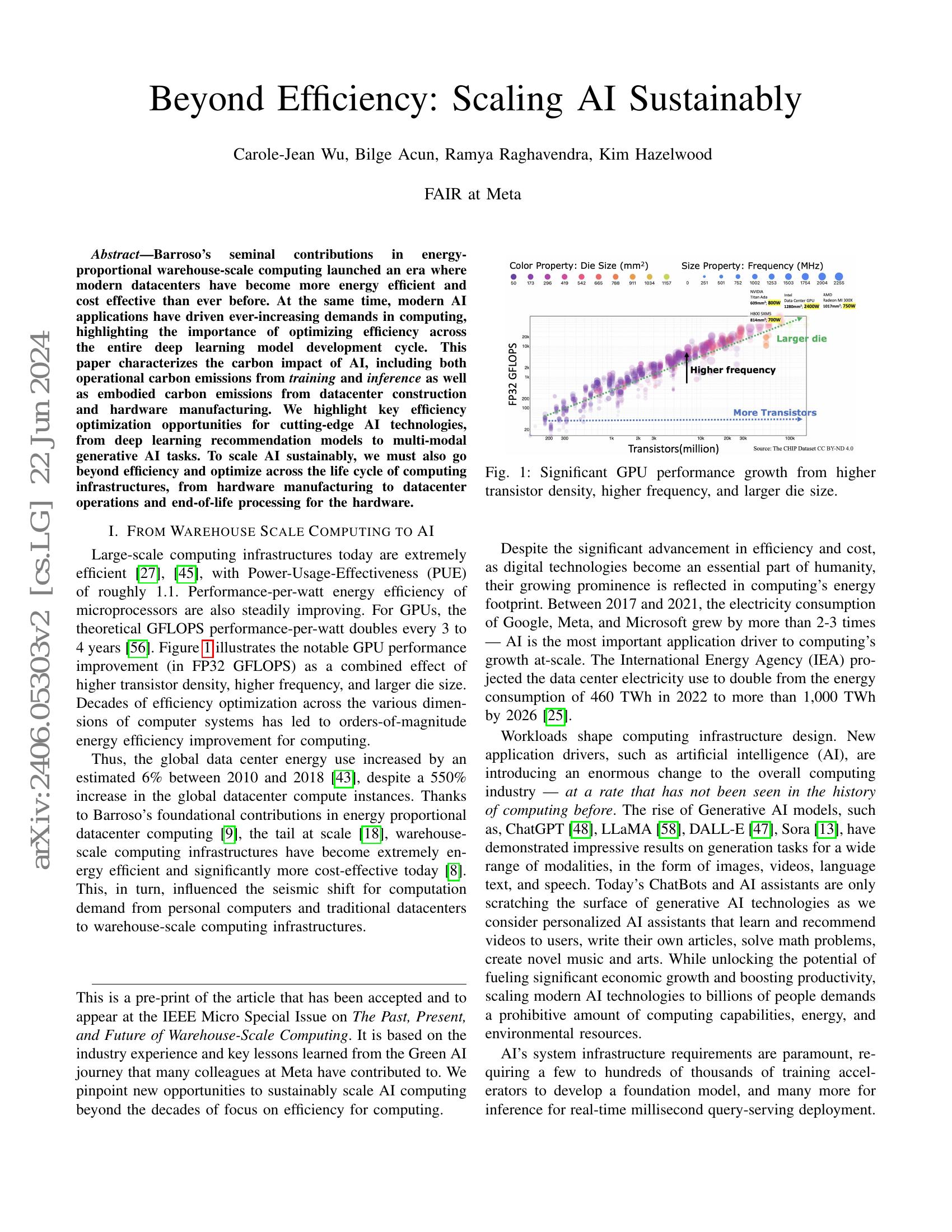Beyond Efficiency: Scaling AI Sustainably - 智源社区论文
