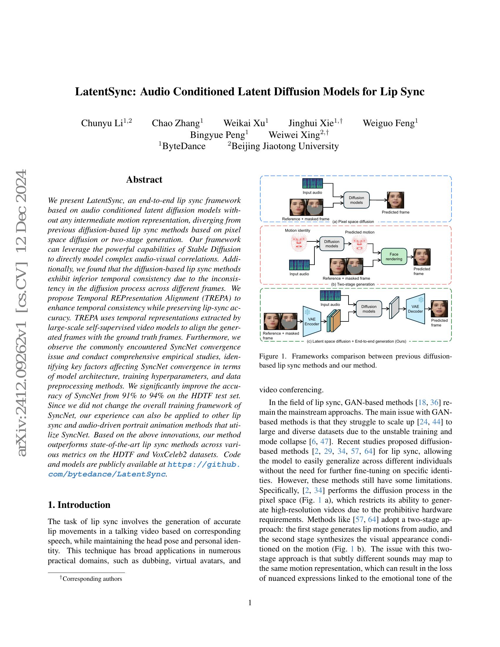 LatentSync: Audio Conditioned Latent Diffusion Models for Lip Sync - 智源社区论文