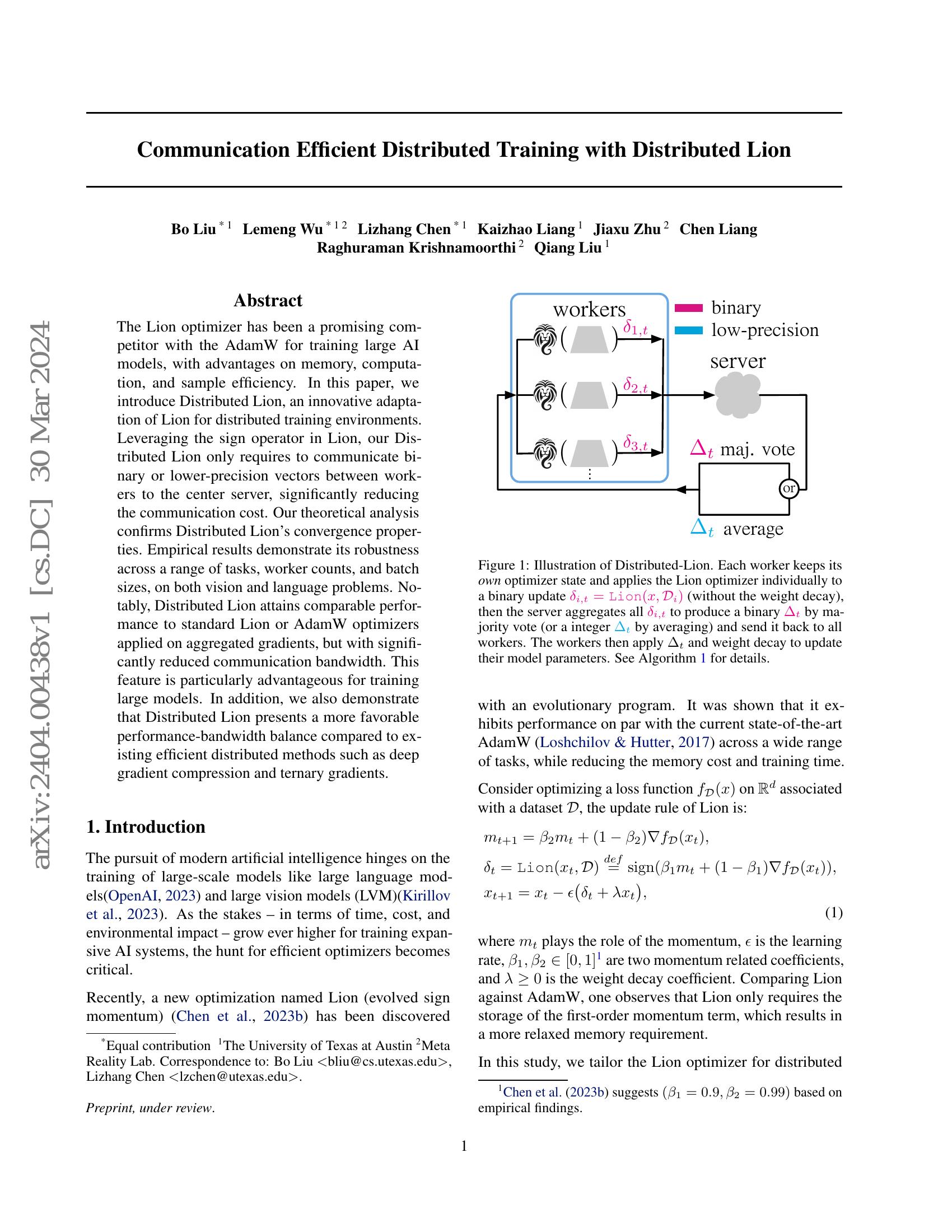 Communication Efficient Distributed Training with Distributed Lion - 智源社区论文