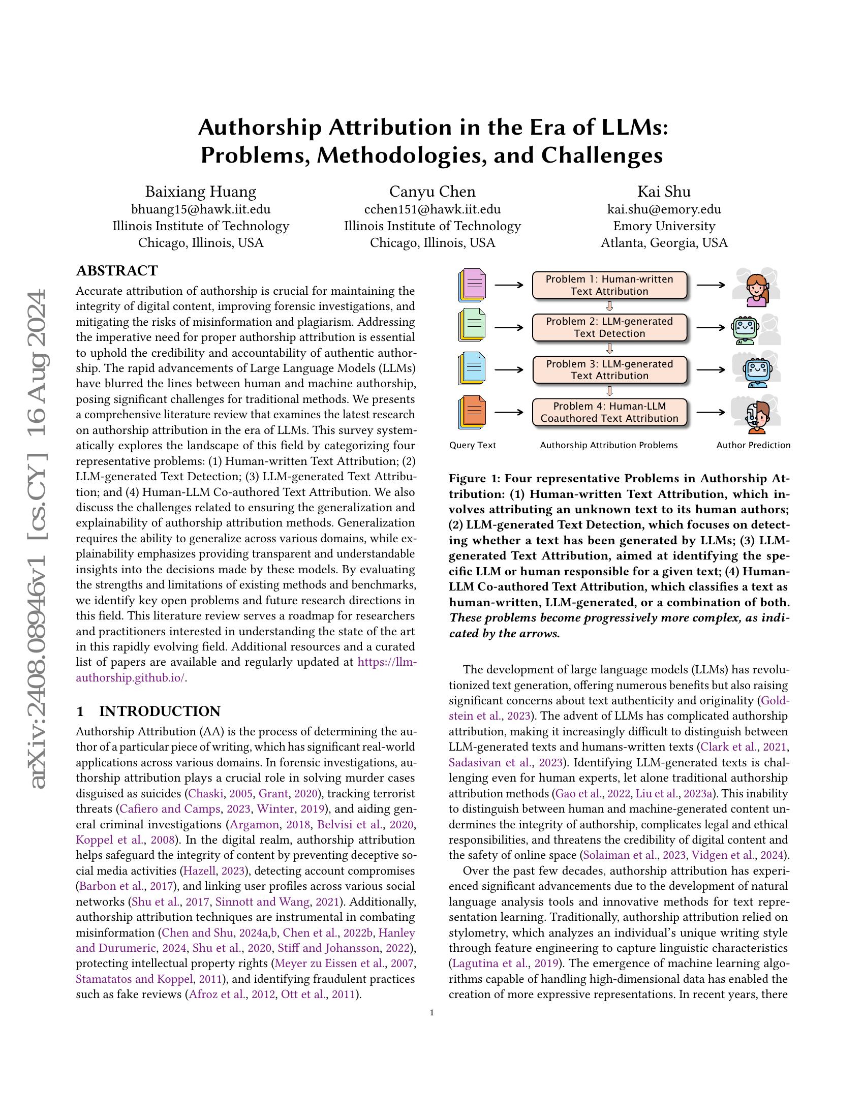 Authorship Attribution in the Era of LLMs: Problems, Methodologies, and ...