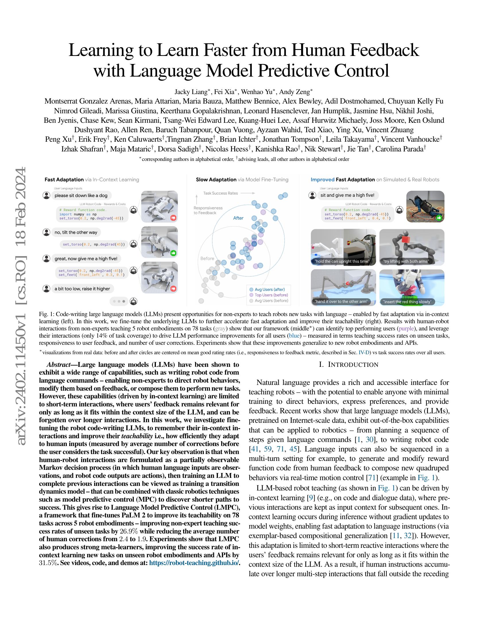 Learning to Learn Faster from Human Feedback with Language Model Predictive Control - 智源社区论文