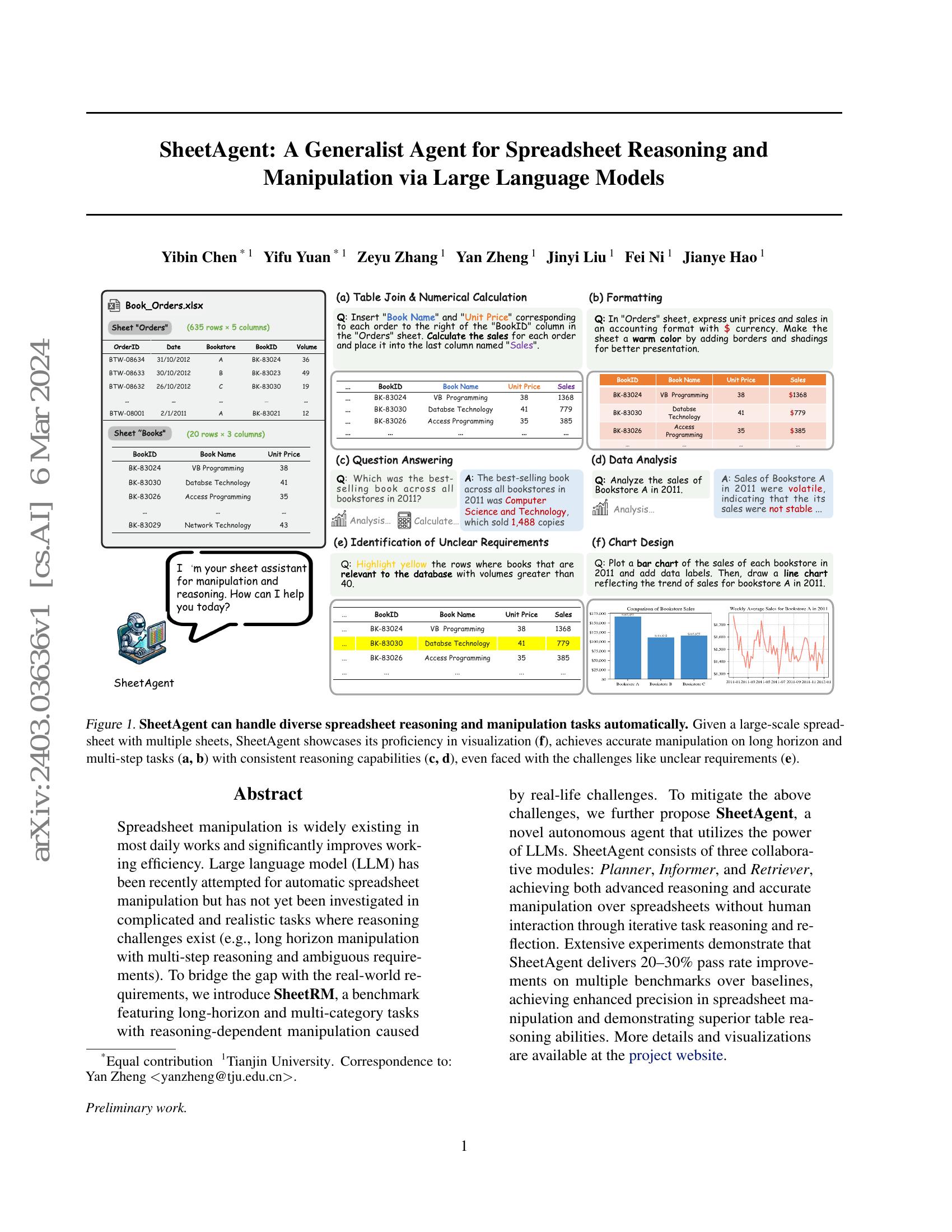 SheetAgent: A Generalist Agent for Spreadsheet Reasoning and Manipulation via Large Language ...