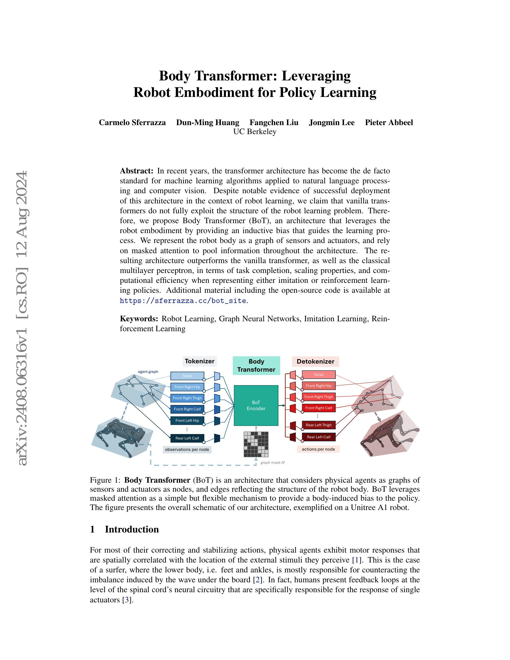 Body Transformer: Leveraging Robot Embodiment for Policy Learning - 智源社区论文