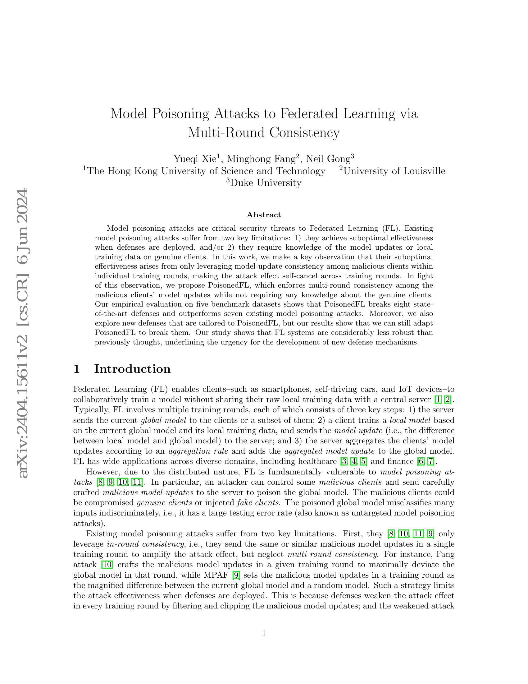 Model Poisoning Attacks to Federated Learning via Multi-Round ...