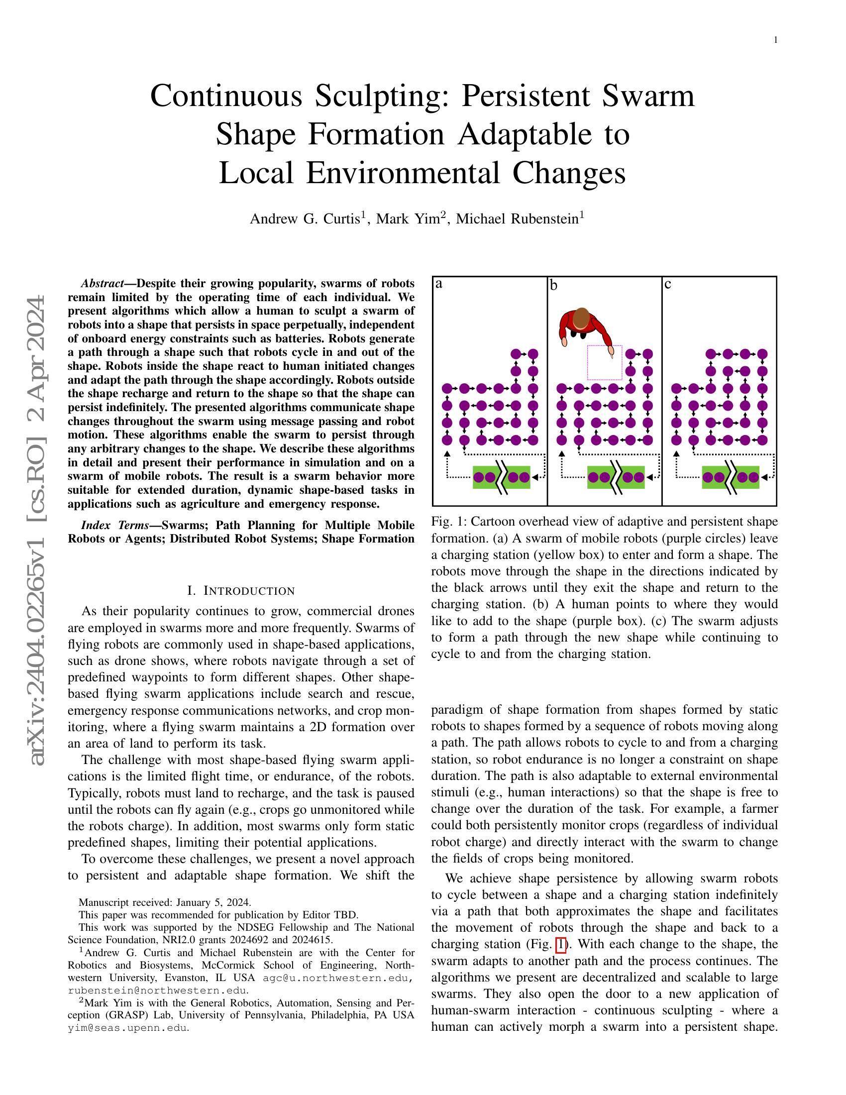 Continuous Sculpting: Persistent Swarm Shape Formation Adaptable to ...