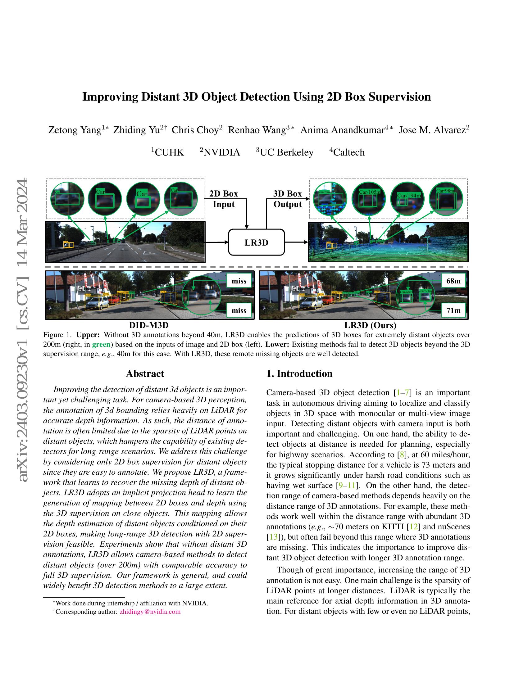 Improving Distant 3D Object Detection Using 2D Box Supervision - 智源社区论文