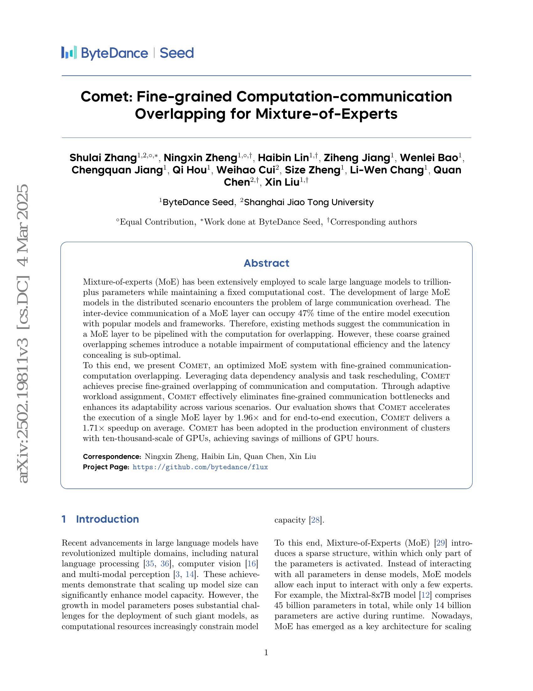 Comet: Fine-grained Computation-communication Overlapping for Mixture-of-Experts - 智源社区论文