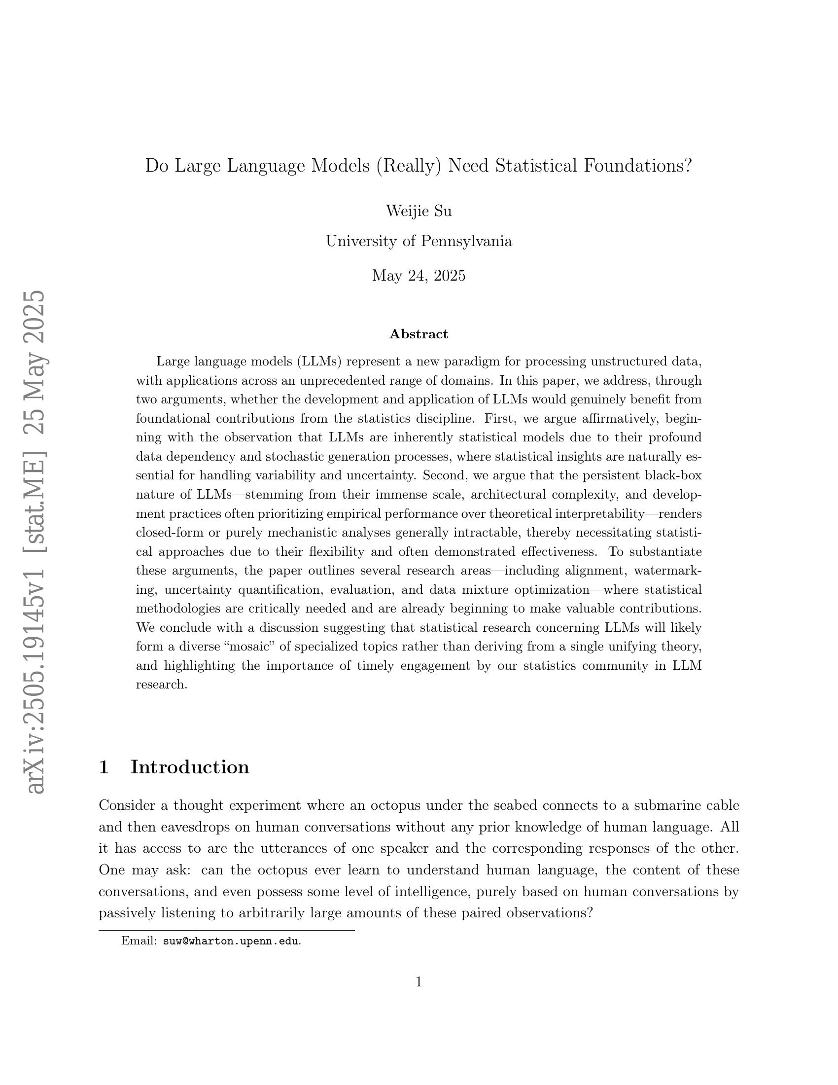 Do Large Language Models (Really) Need Statistical Foundations? - 智源社区论文