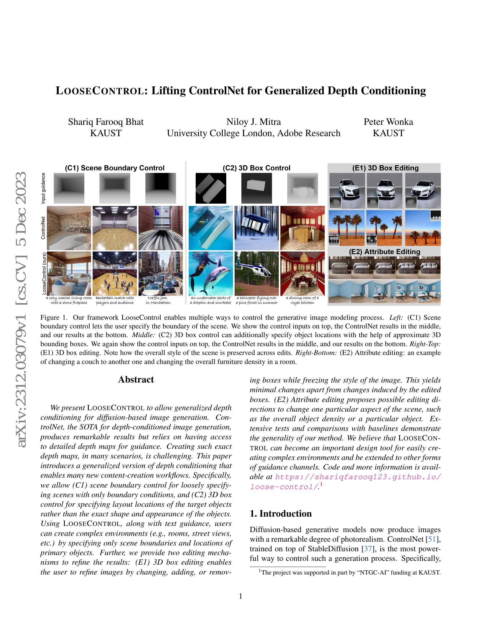LooseControl: Lifting ControlNet for Generalized Depth Conditioning - 智 ...