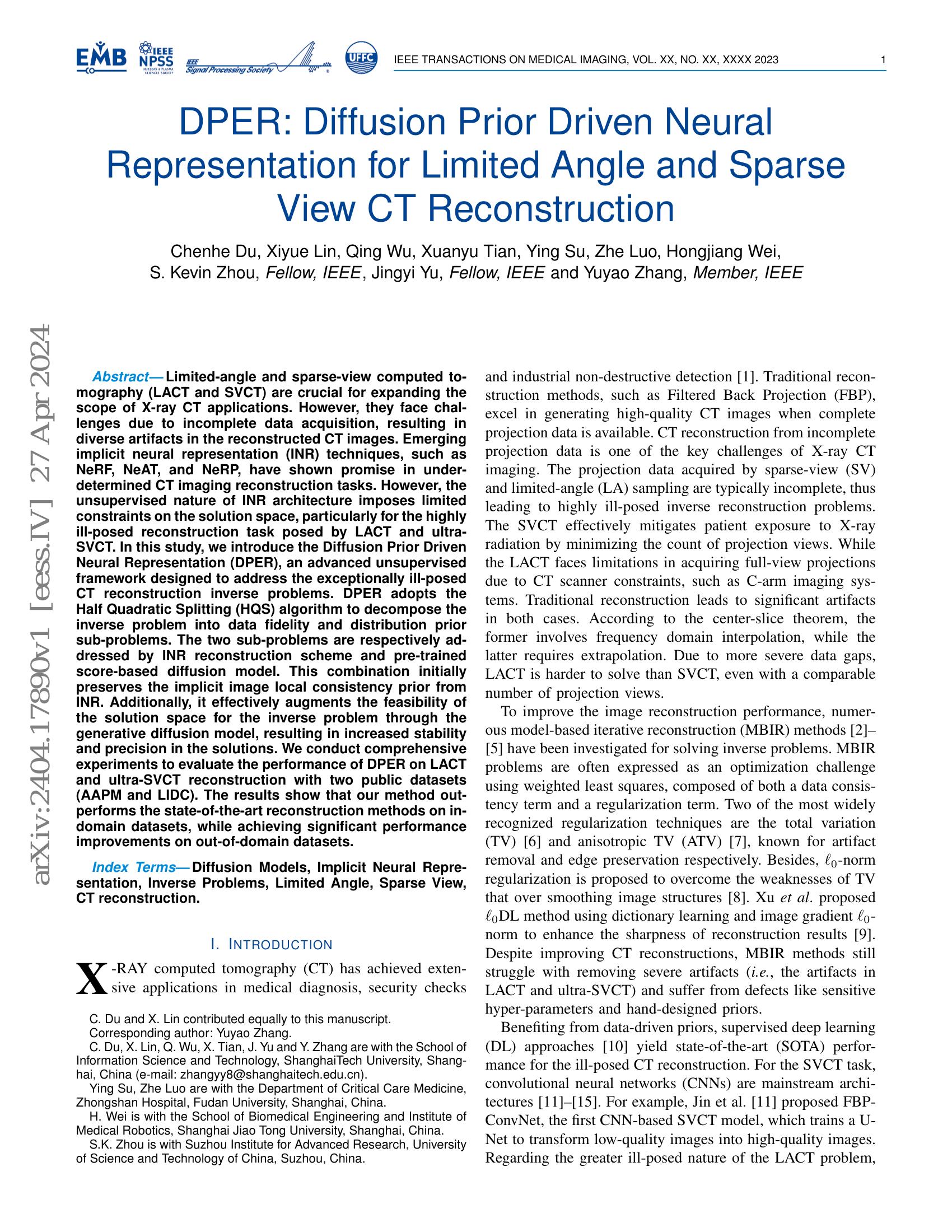 DPER: Diffusion Prior Driven Neural Representation for Limited Angle ...
