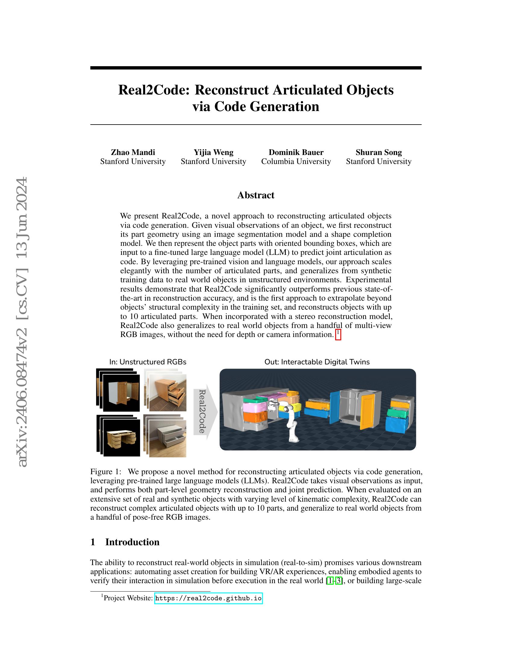 Real2Code: Reconstruct Articulated Objects via Code Generation - 智源社区论文