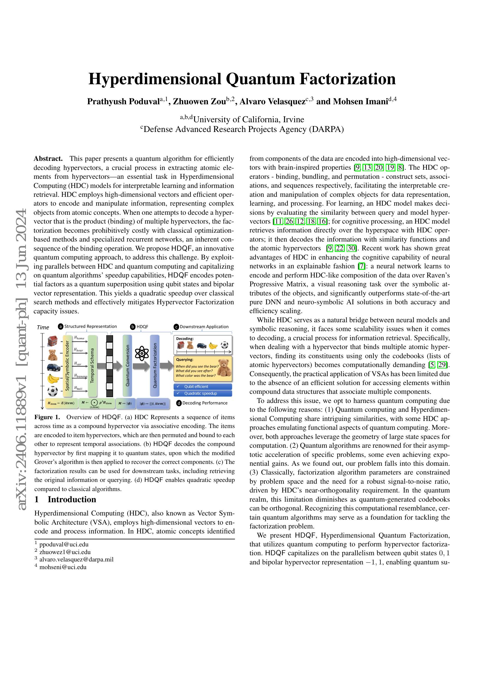Hyperdimensional Quantum Factorization - 智源社区论文