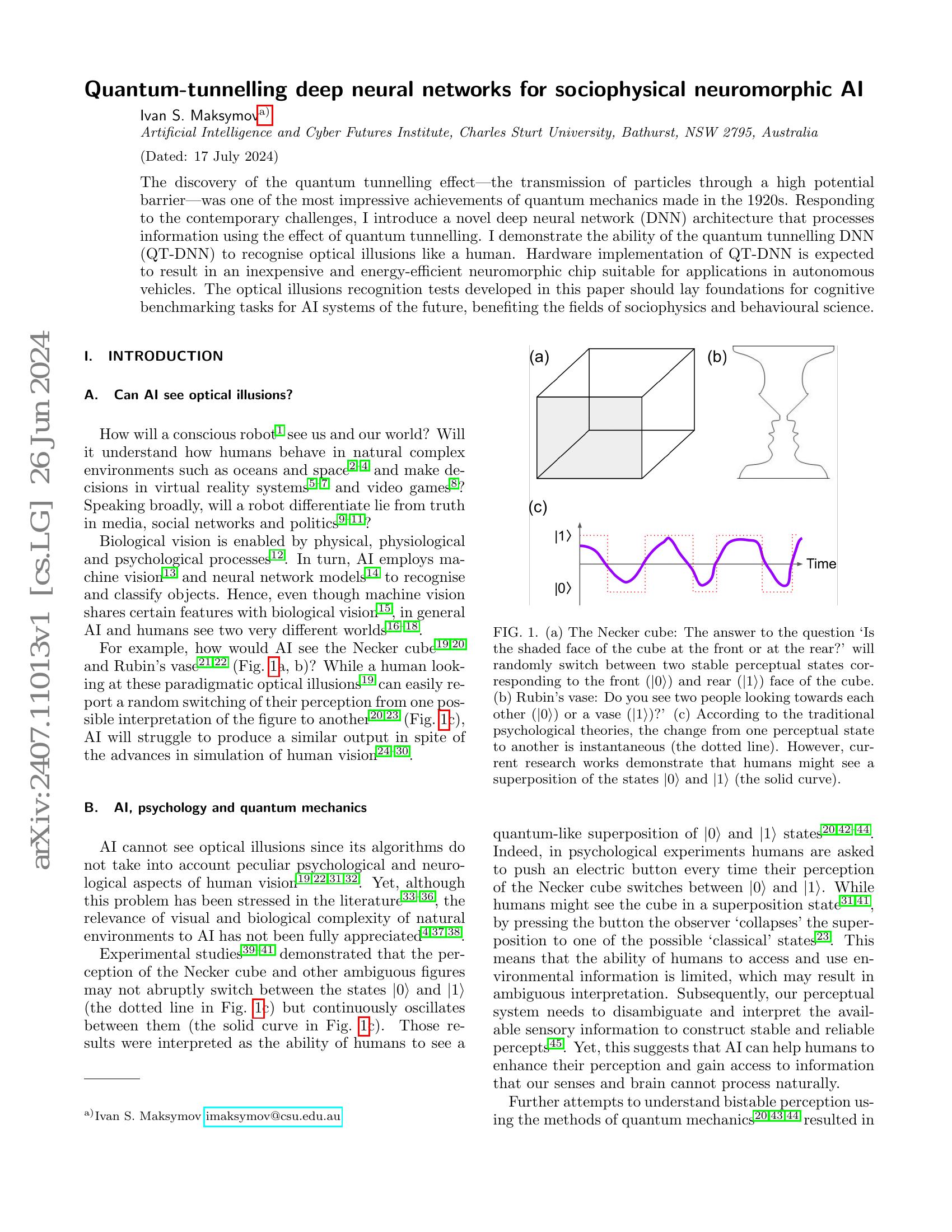 Quantum-tunnelling deep neural networks for sociophysical neuromorphic AI - 智源社区论文