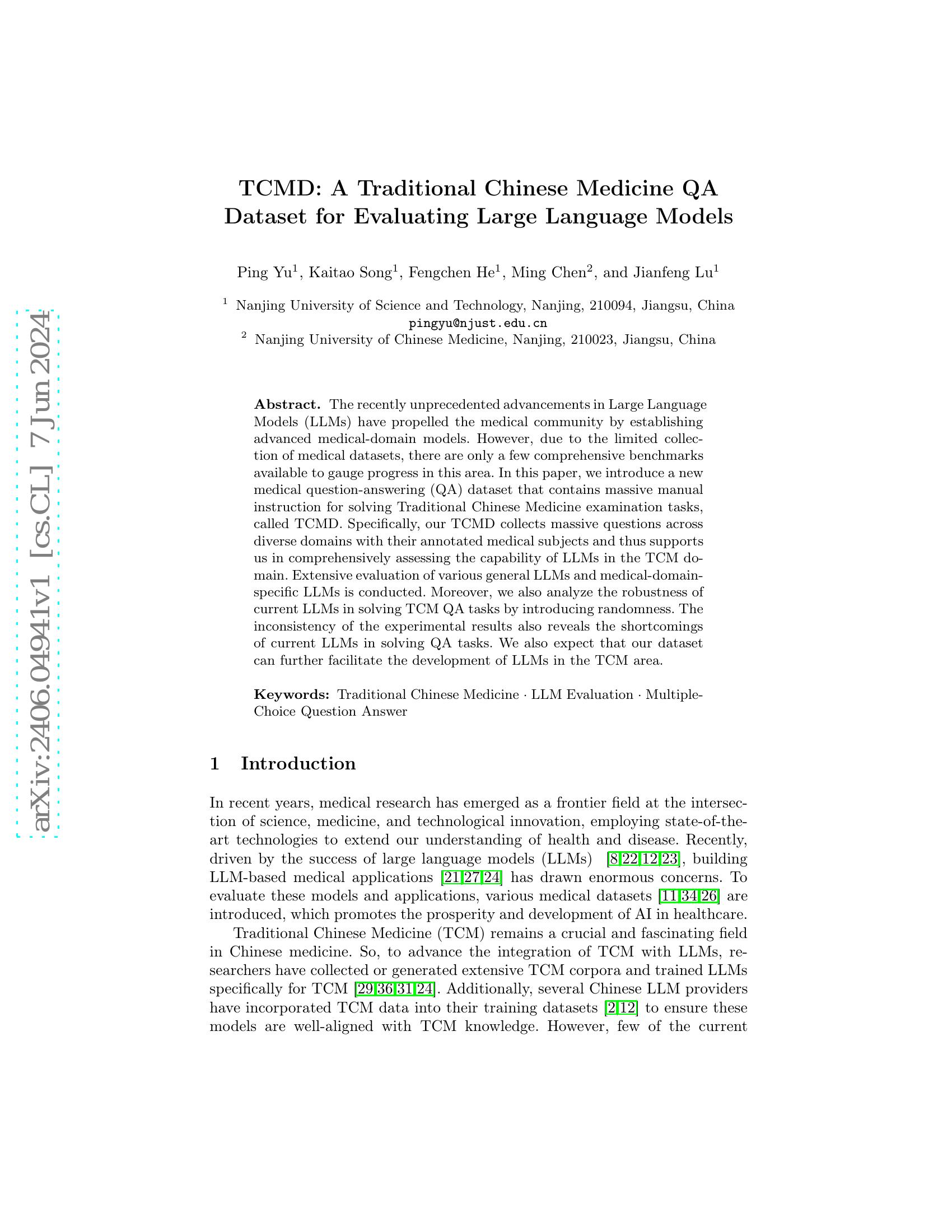 TCMD: A Traditional Chinese Medicine QA Dataset for Evaluating Large ...