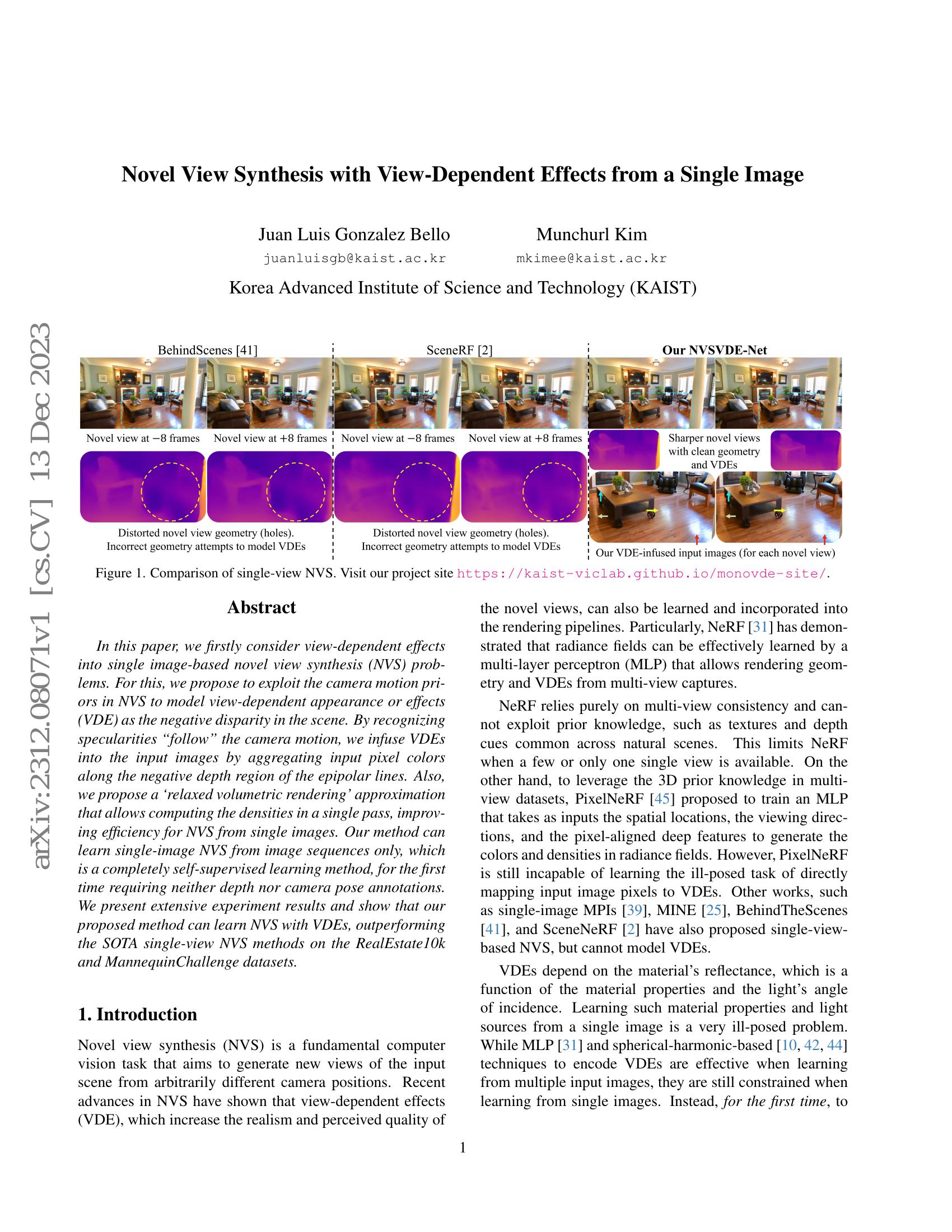 Novel View Synthesis with View-Dependent Effects from a Single Image - 智源社区论文