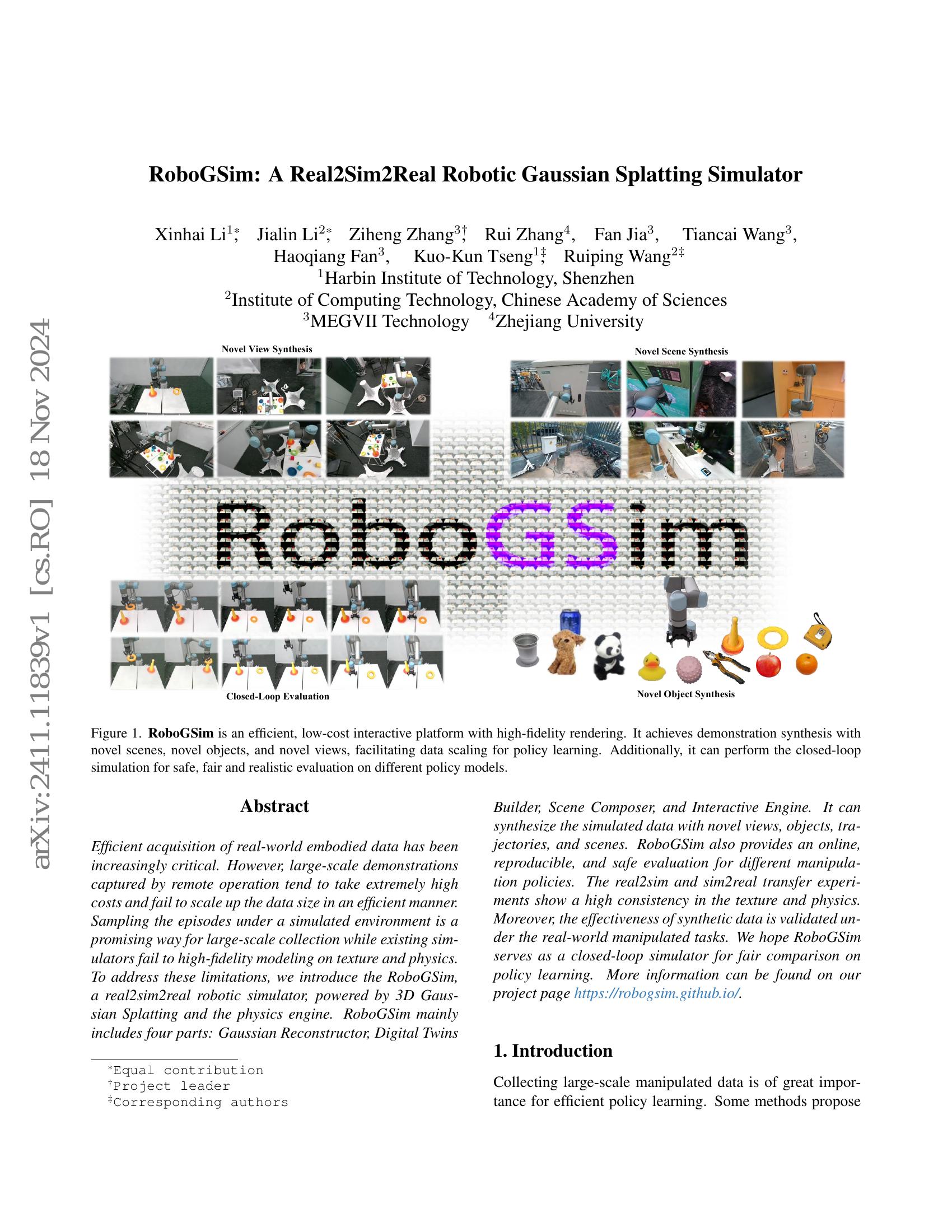 RoboGSim: A Real2Sim2Real Robotic Gaussian Splatting Simulator - 智源社区论文