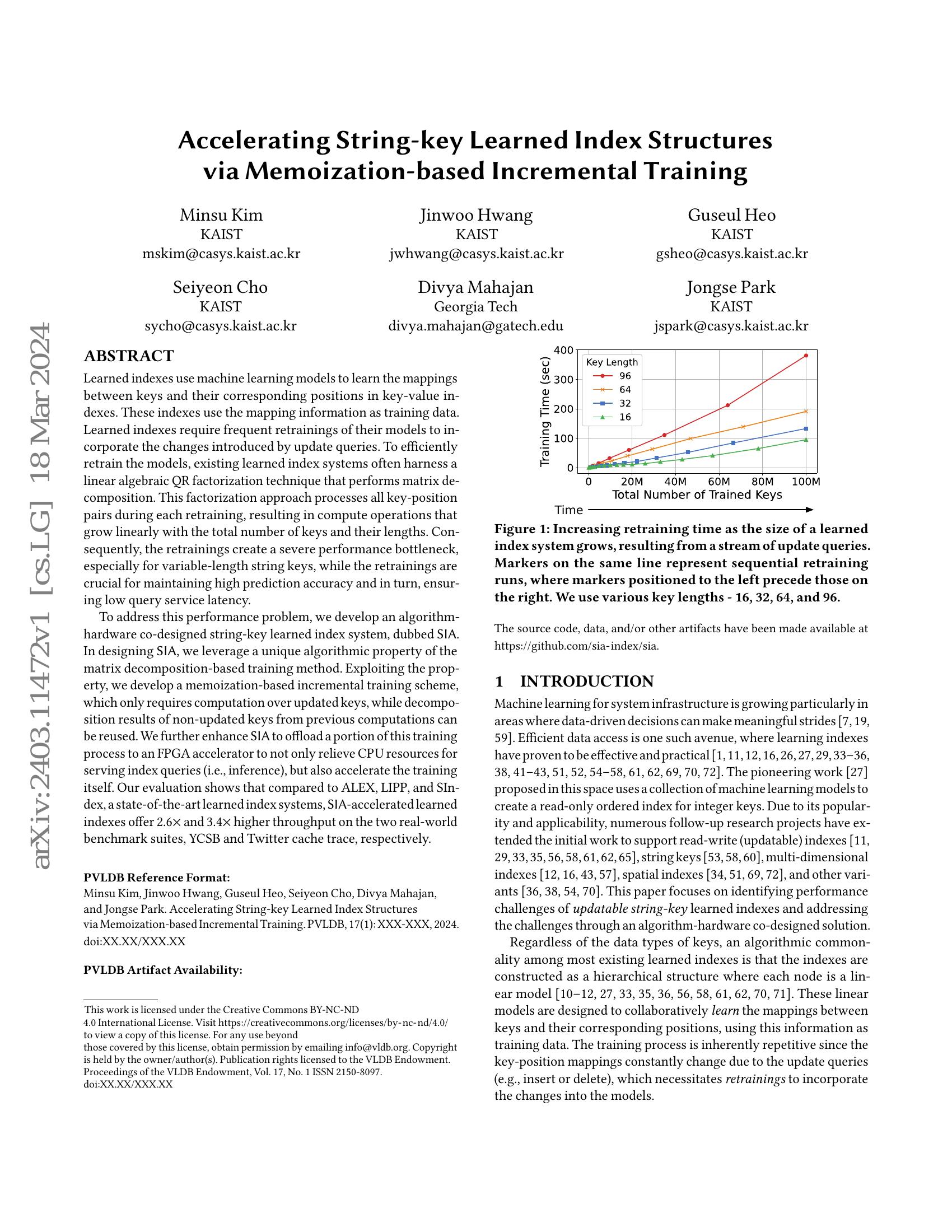Accelerating String Key Learned Index Structures Via Memoization Based Incremental Training 智源社区论文