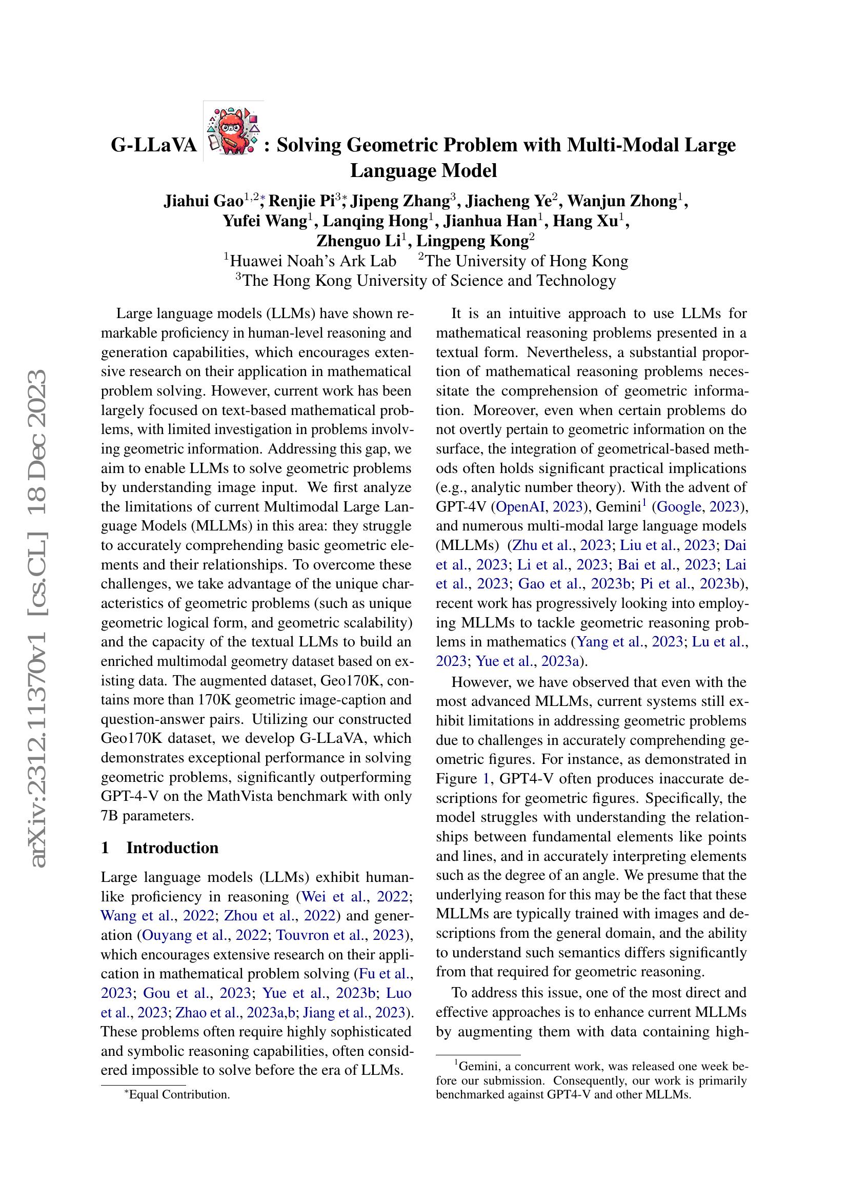 G-LLaVA: Solving Geometric Problem with Multi-Modal Large Language Model - 智源社区论文