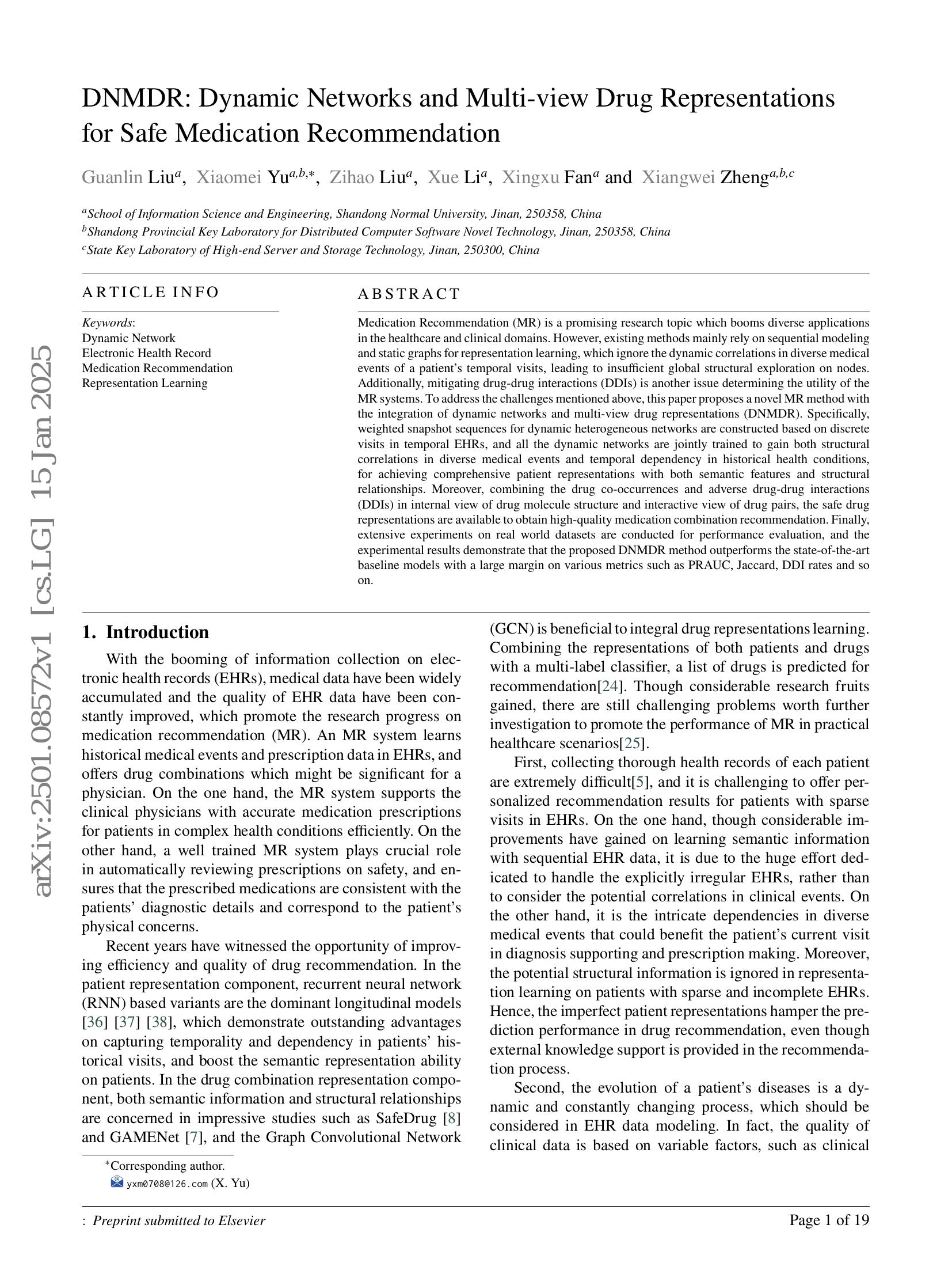 DNMDR: Dynamic Networks and Multi-view Drug Representations for Safe ...