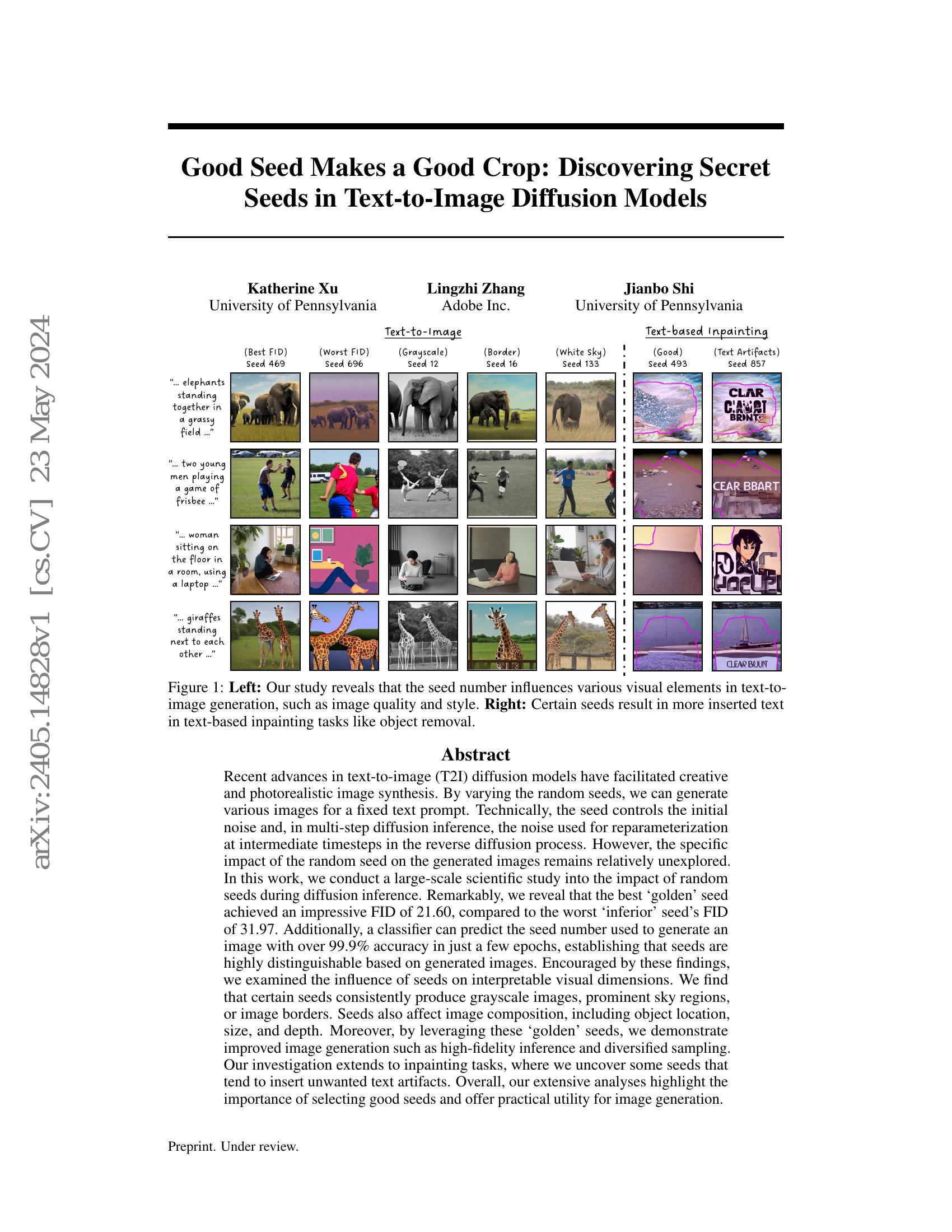 Good Seed Makes a Good Crop: Discovering Secret Seeds in Text-to-Image ...