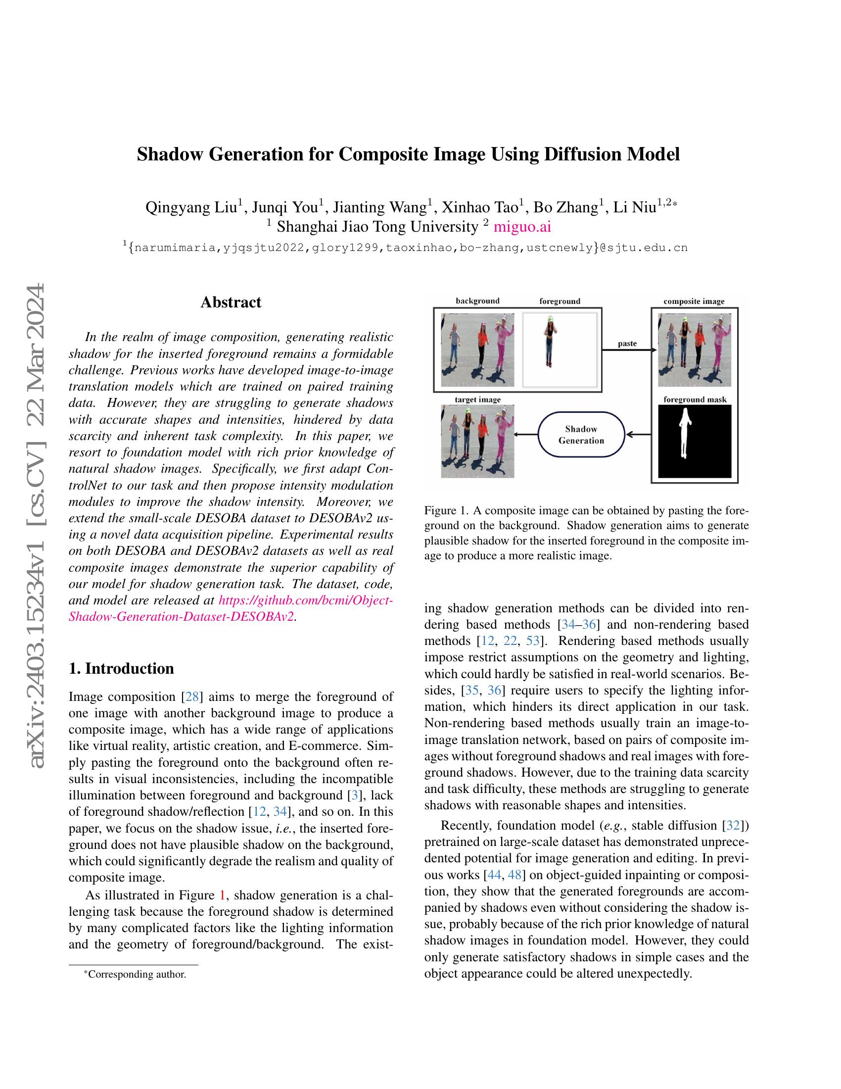Shadow Generation for Composite Image Using Diffusion model - 智源社区论文