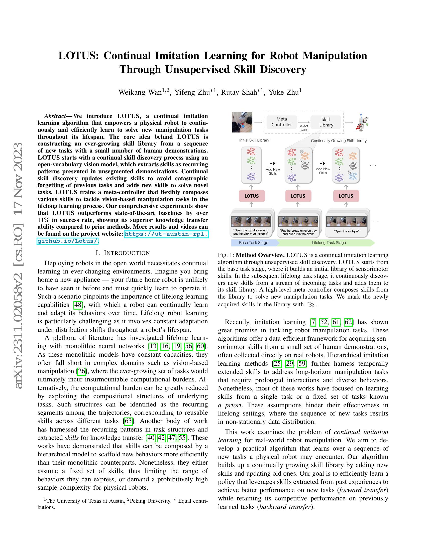 LOTUS: Continual Imitation Learning for Robot Manipulation Through ...