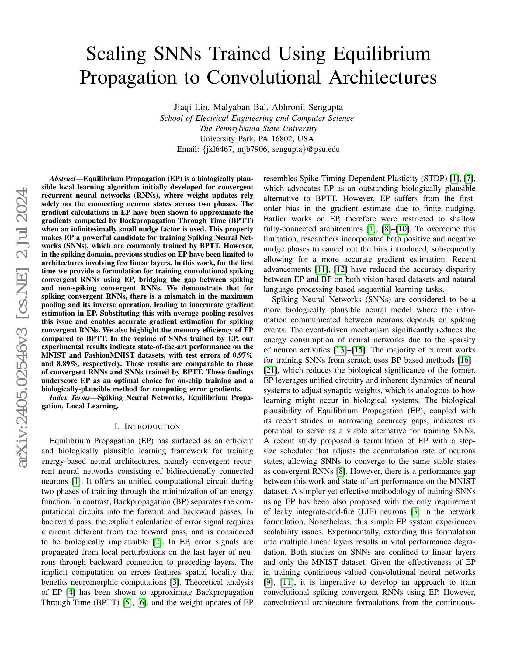 Scaling SNNs Trained Using Equilibrium Propagation to Convolutional ...