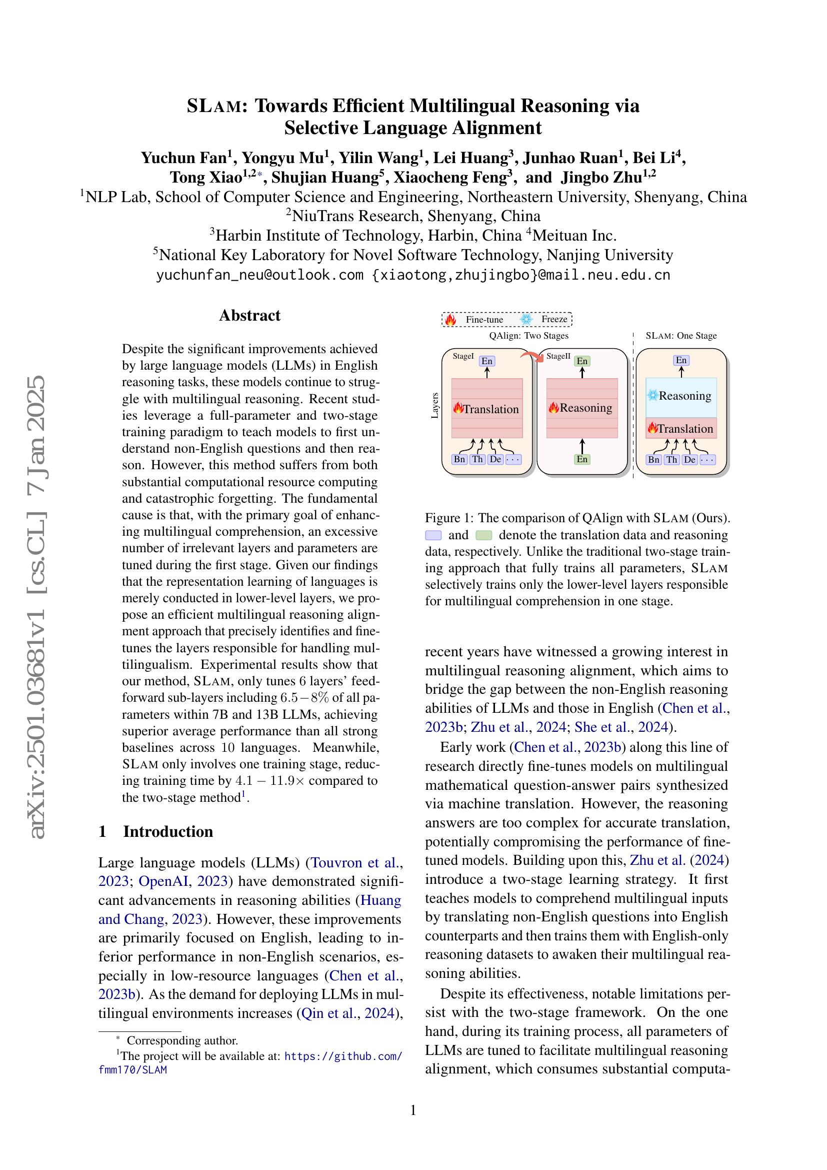 SLAM: Towards Efficient Multilingual Reasoning via Selective Language Alignment - 智源社区论文