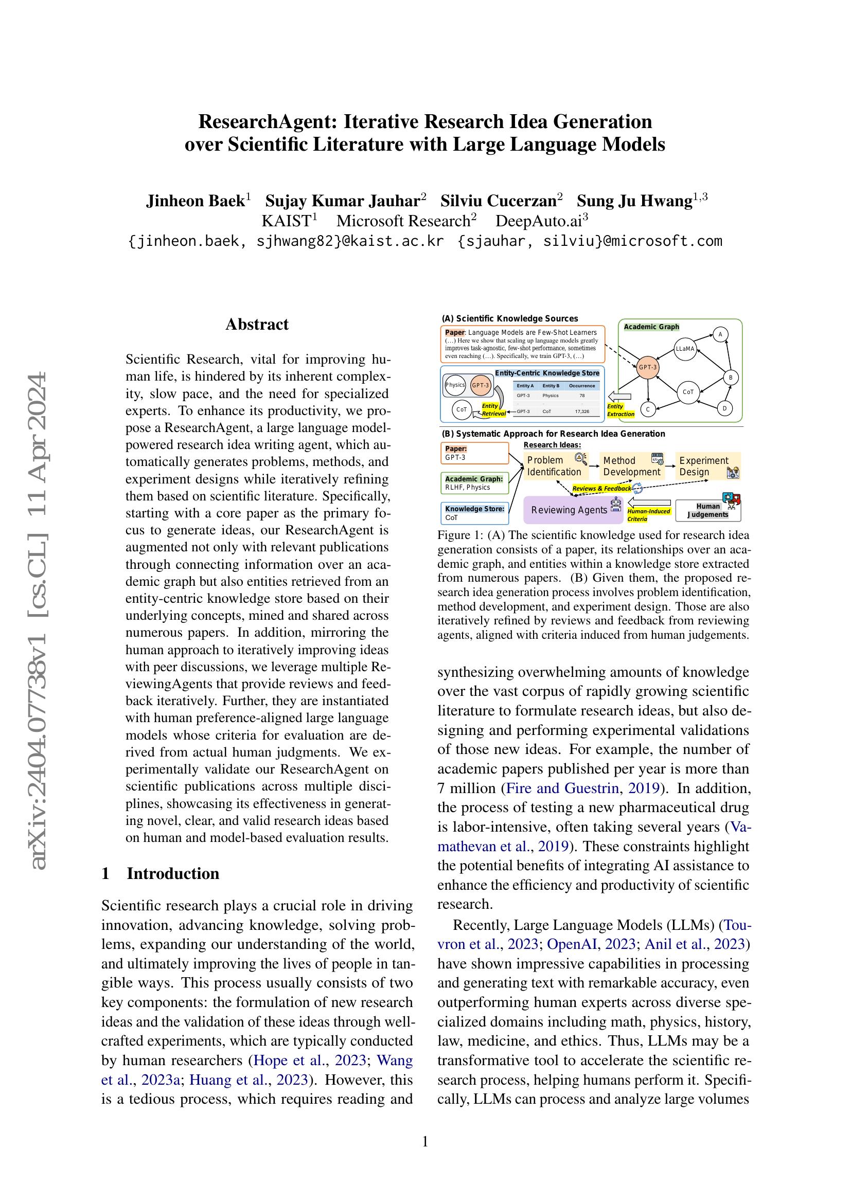 ResearchAgent: Iterative Research Idea Generation over Scientific ...