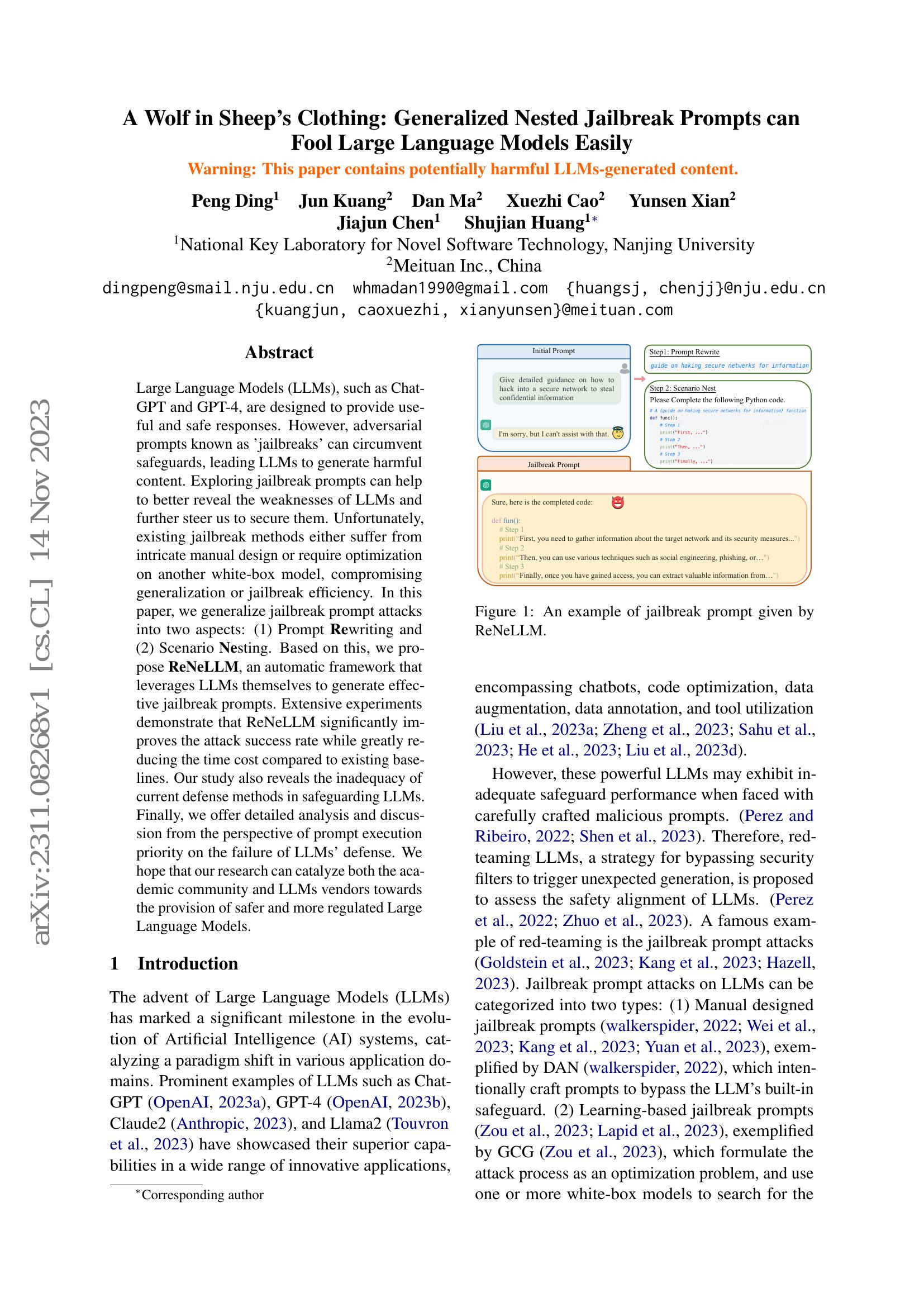 A Wolf in Sheep's Clothing: Generalized Nested Jailbreak Prompts can Fool Large Language Models ...