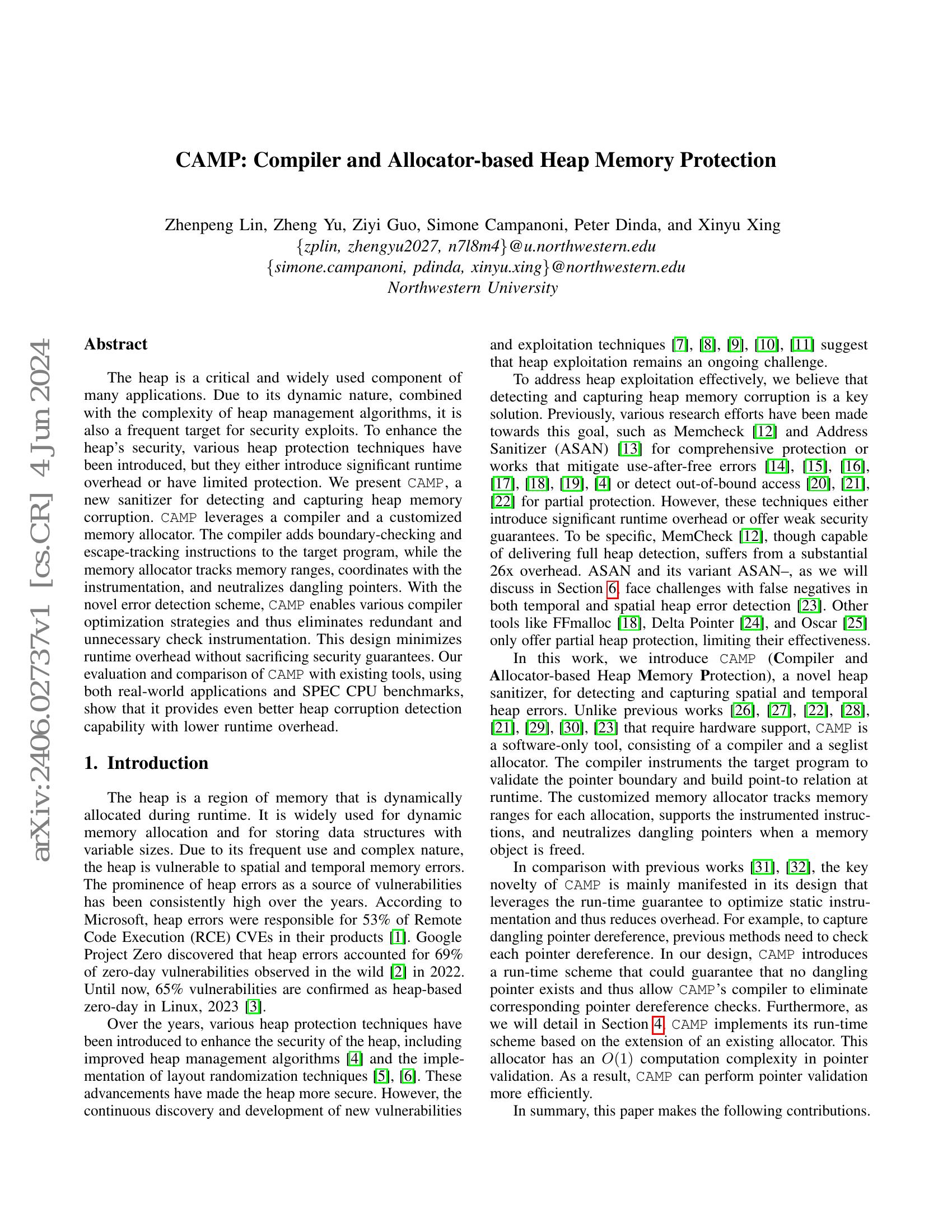 CAMP: Compiler and Allocator-based Heap Memory Protection - 智源社区论文