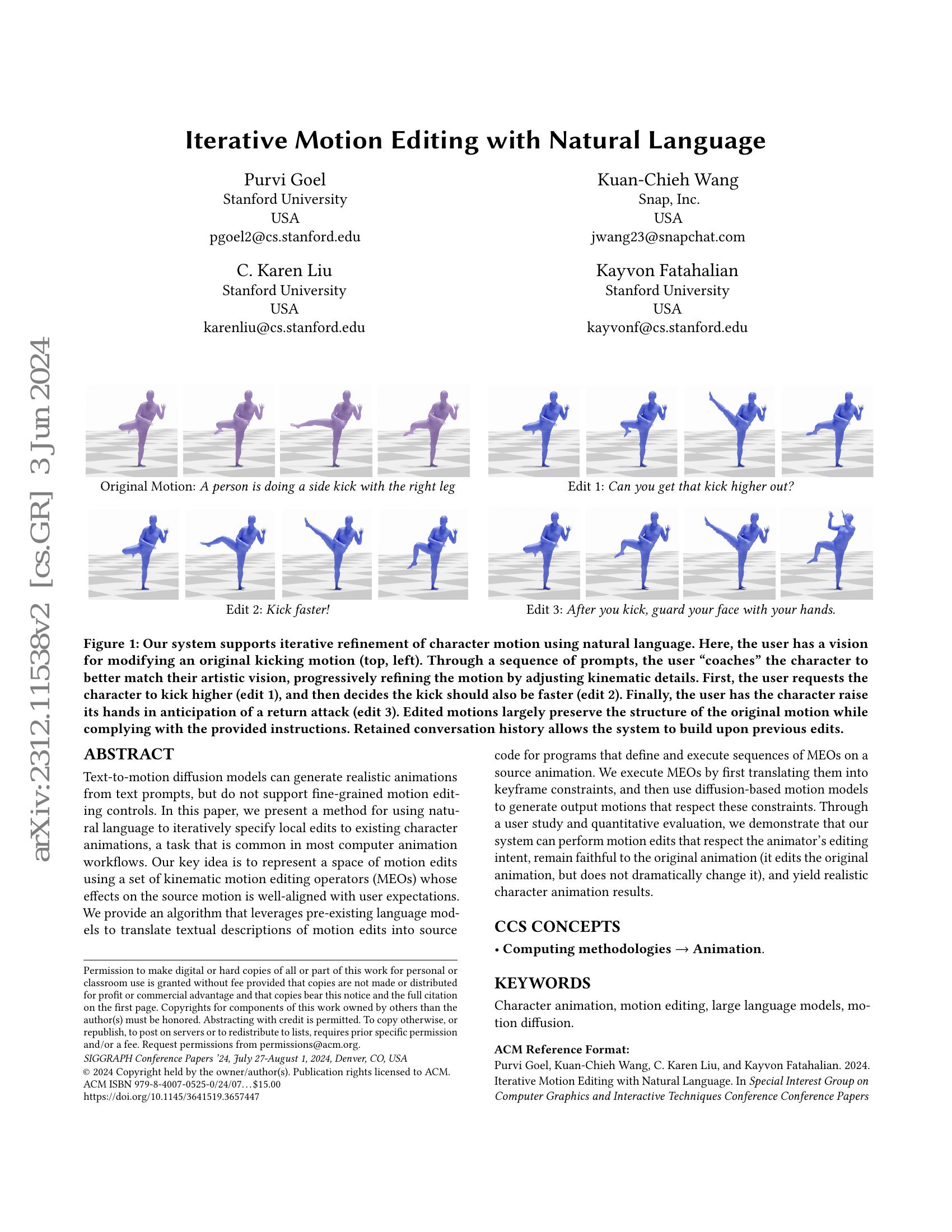 Iterative Motion Editing with Natural Language - 智源社区论文
