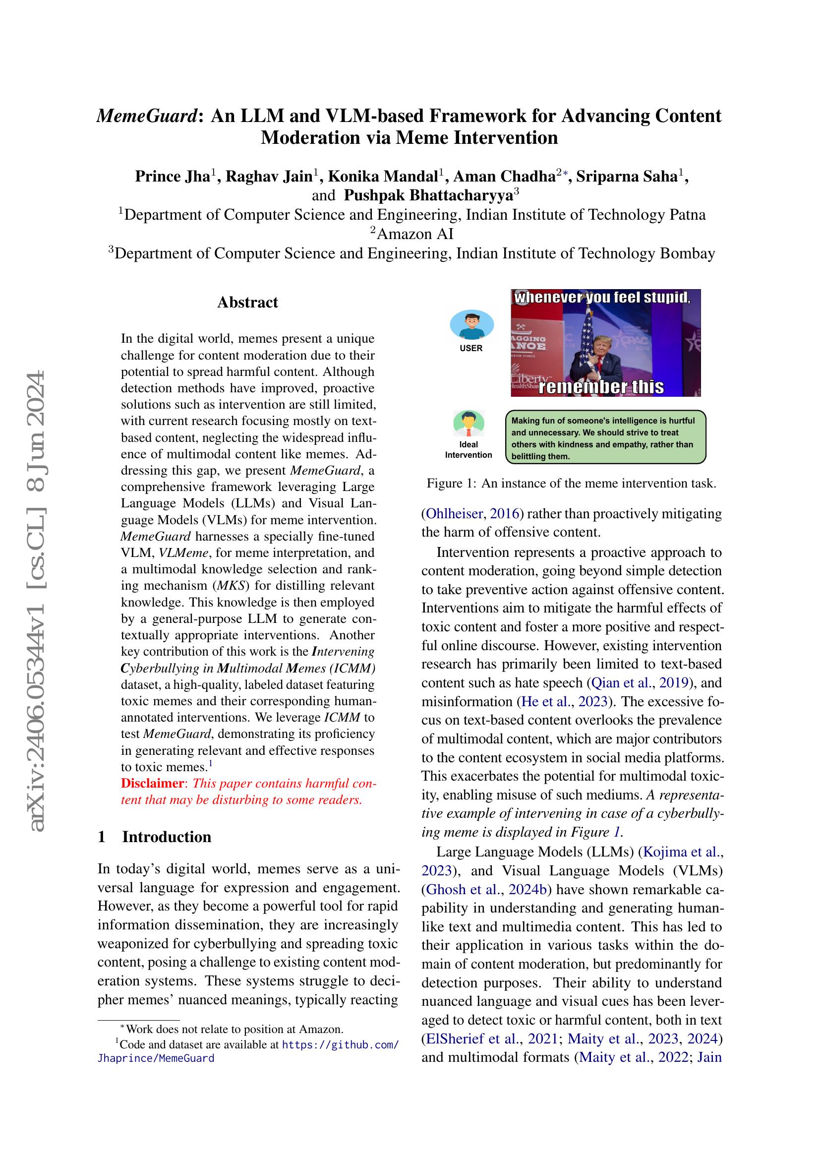 MemeGuard: An LLM and VLM-based Framework for Advancing Content ...