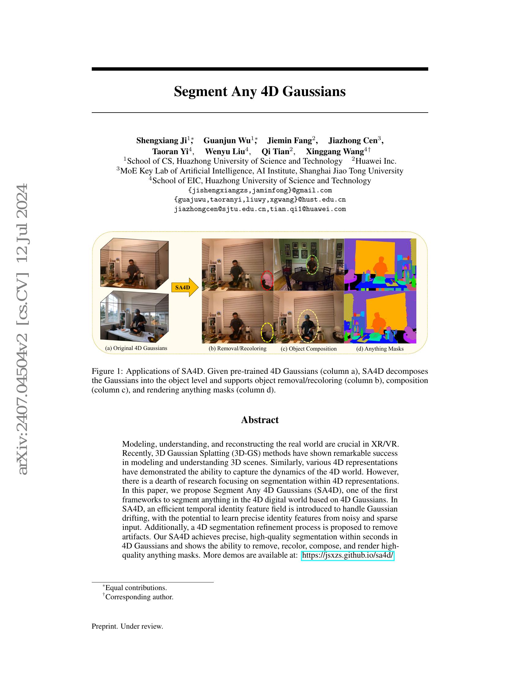 Segment Any 4D Gaussians - 智源社区论文
