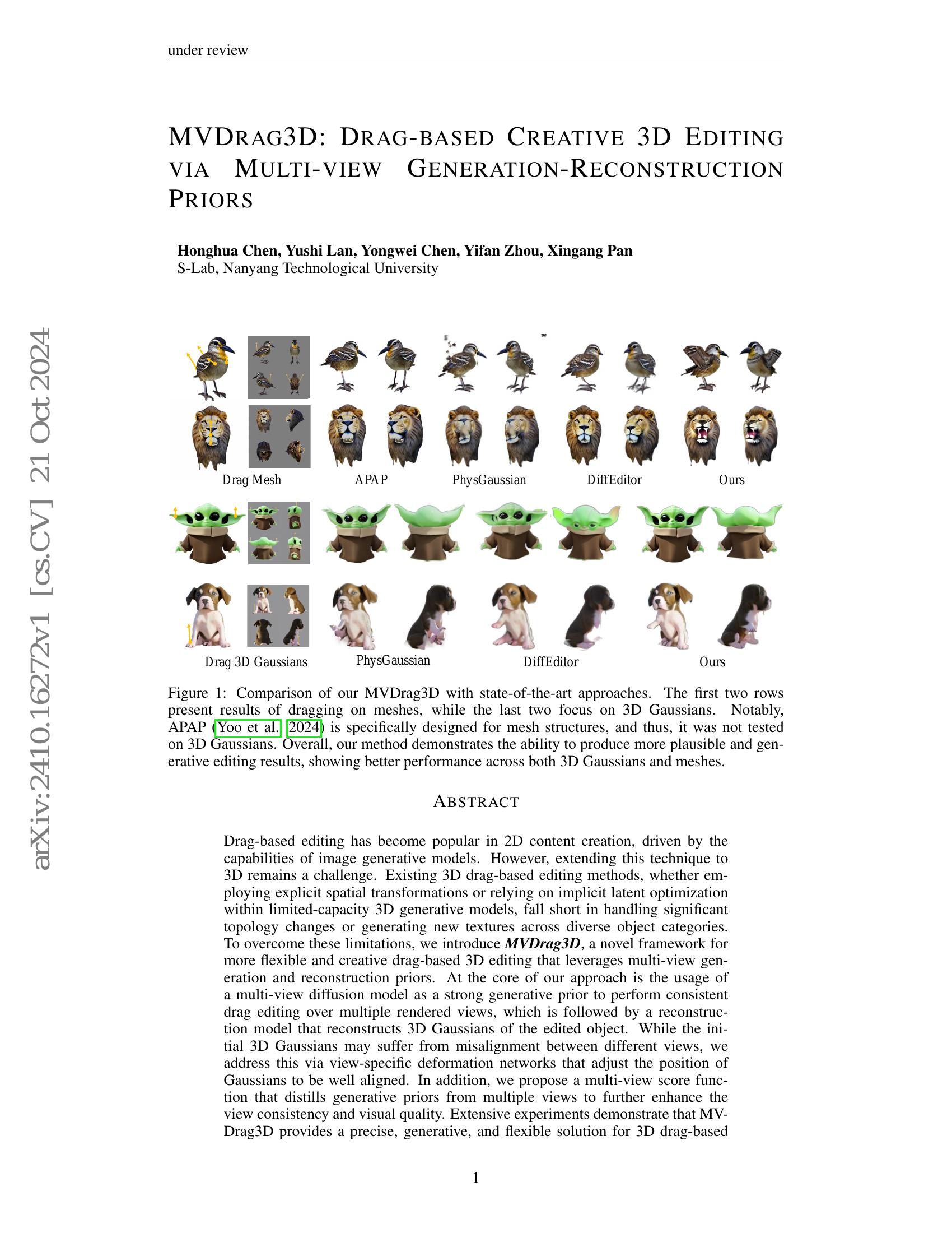 MvDrag3D: Drag-based Creative 3D Editing via Multi-view Generation-Reconstruction Priors - 智源社区论文