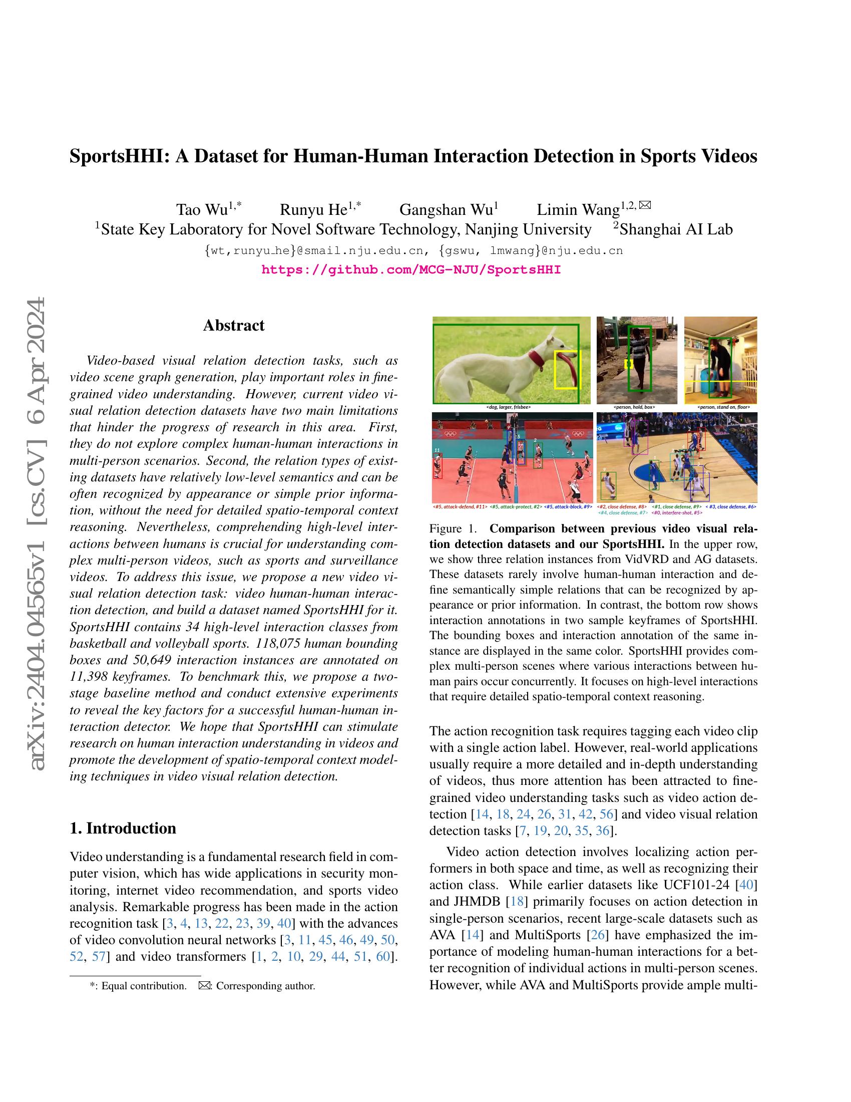 SportsHHI: A Dataset for Human-Human Interaction Detection in Sports ...