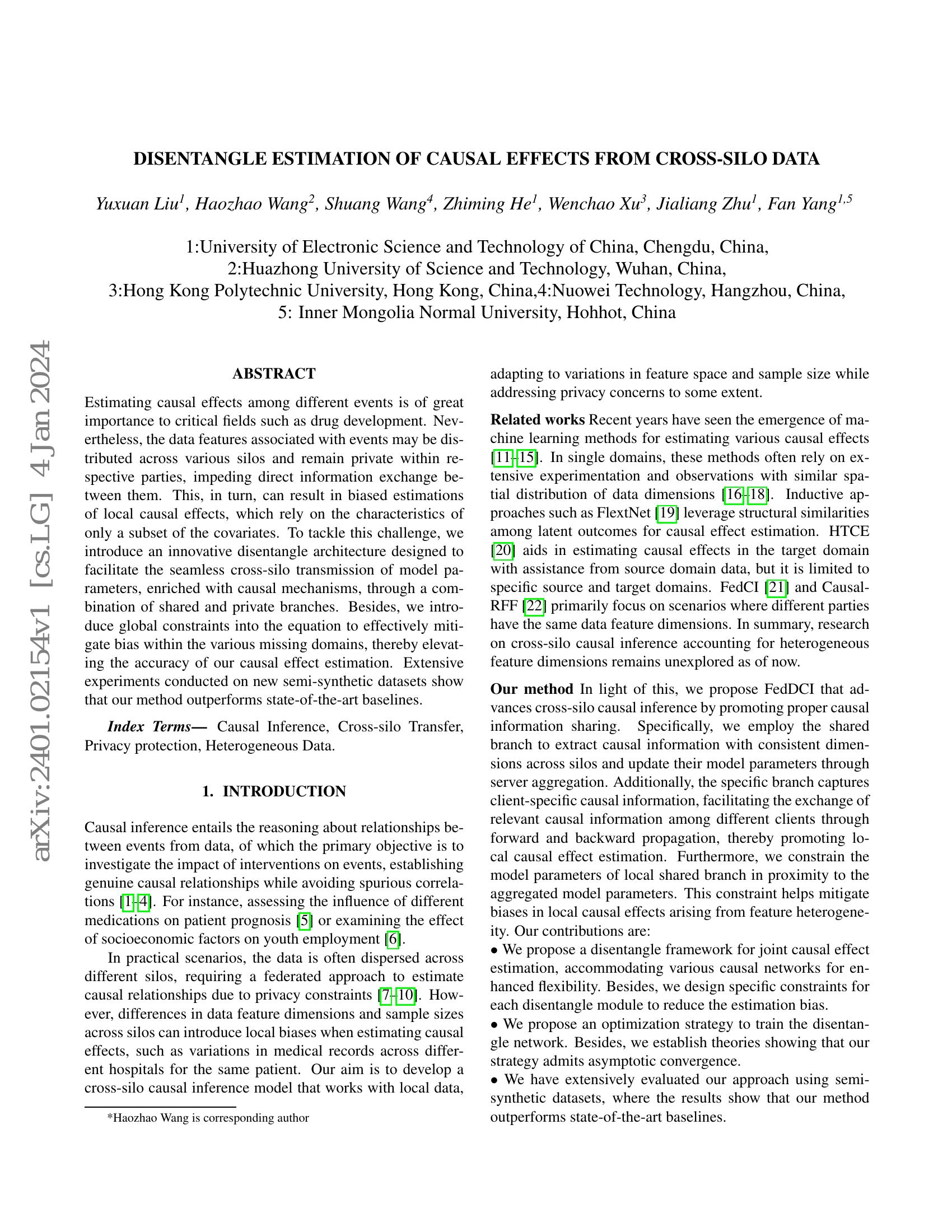 Disentangle Estimation of Causal Effects from Cross-Silo Data - 智源社区论文