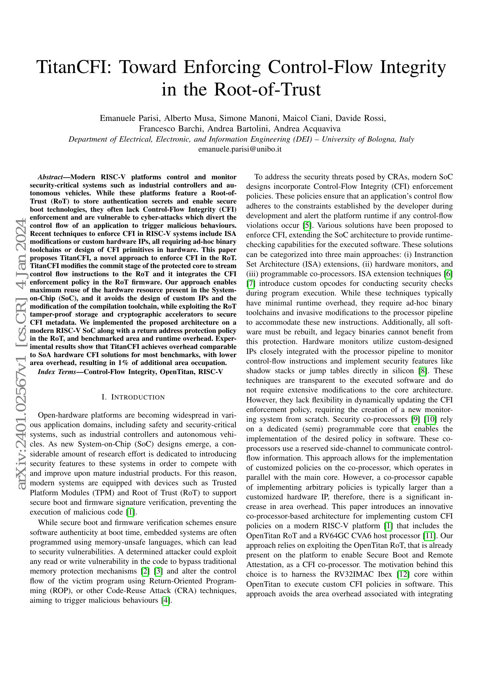 TitanCFI: Toward Enforcing Control-Flow Integrity in the Root-of-Trust - 智源社区论文