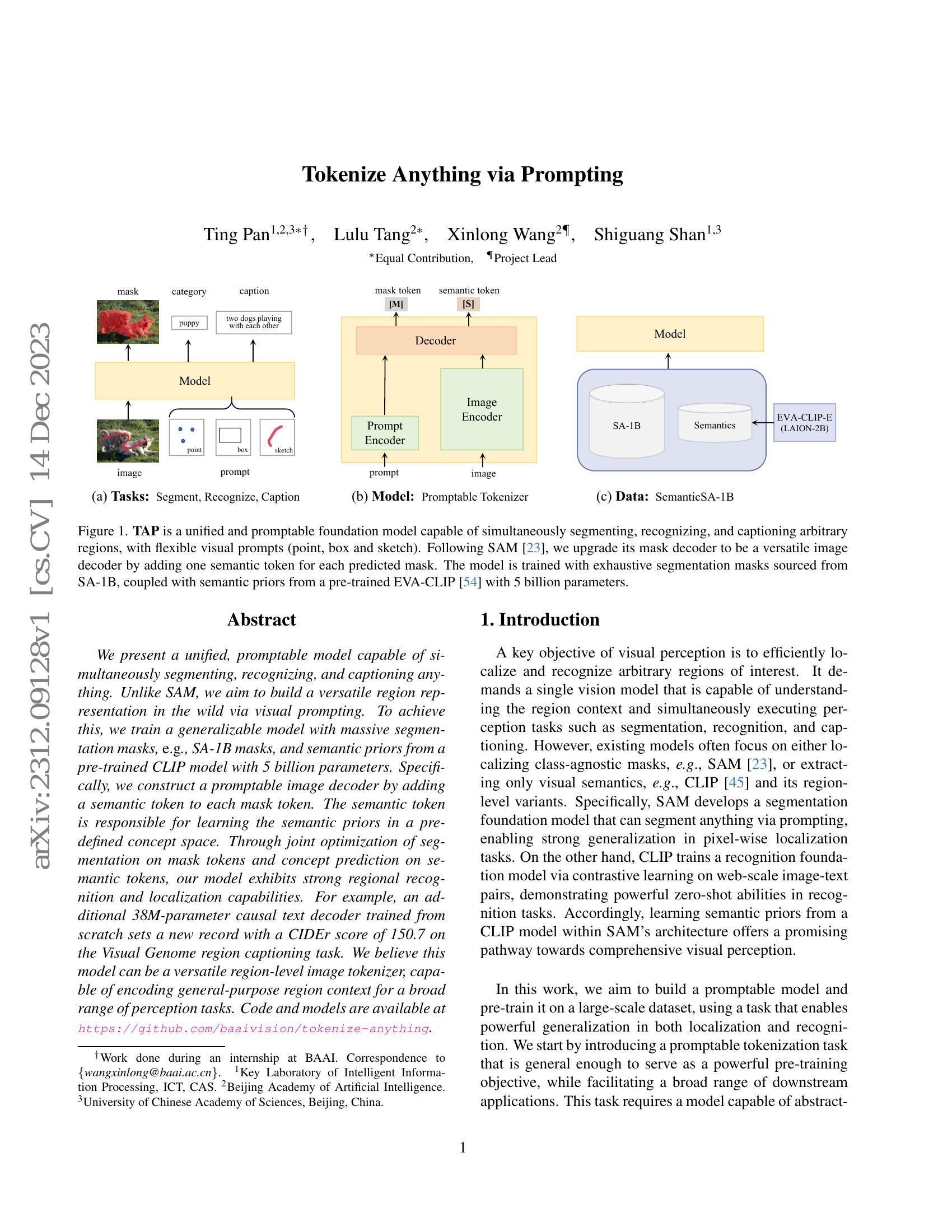 Tokenize Anything via Prompting - 智源社区论文
