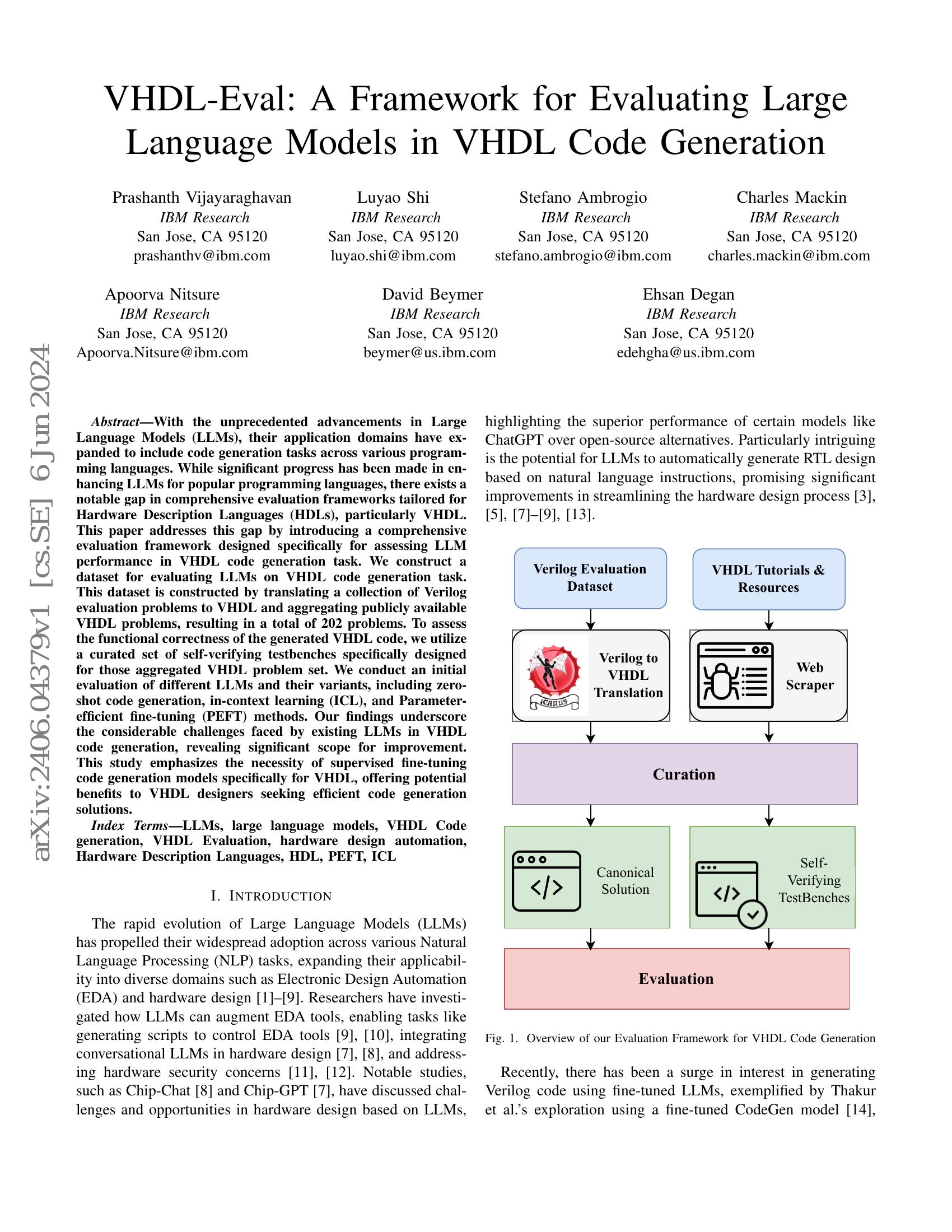 VHDL-Eval: A Framework for Evaluating Large Language Models in VHDL Code Generation - 智源社区论文