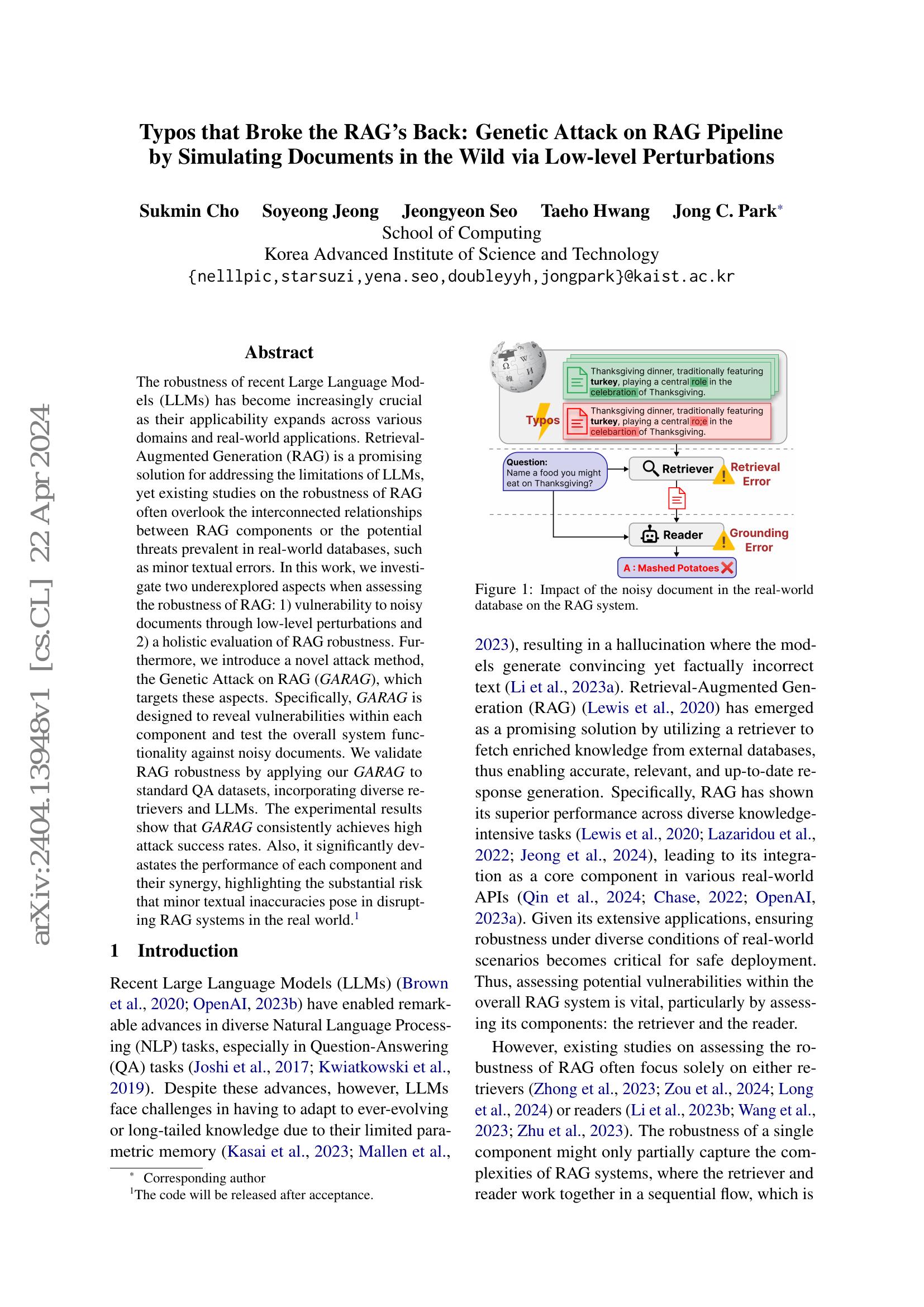 Typos that Broke the RAG's Back: Genetic Attack on RAG Pipeline by ...