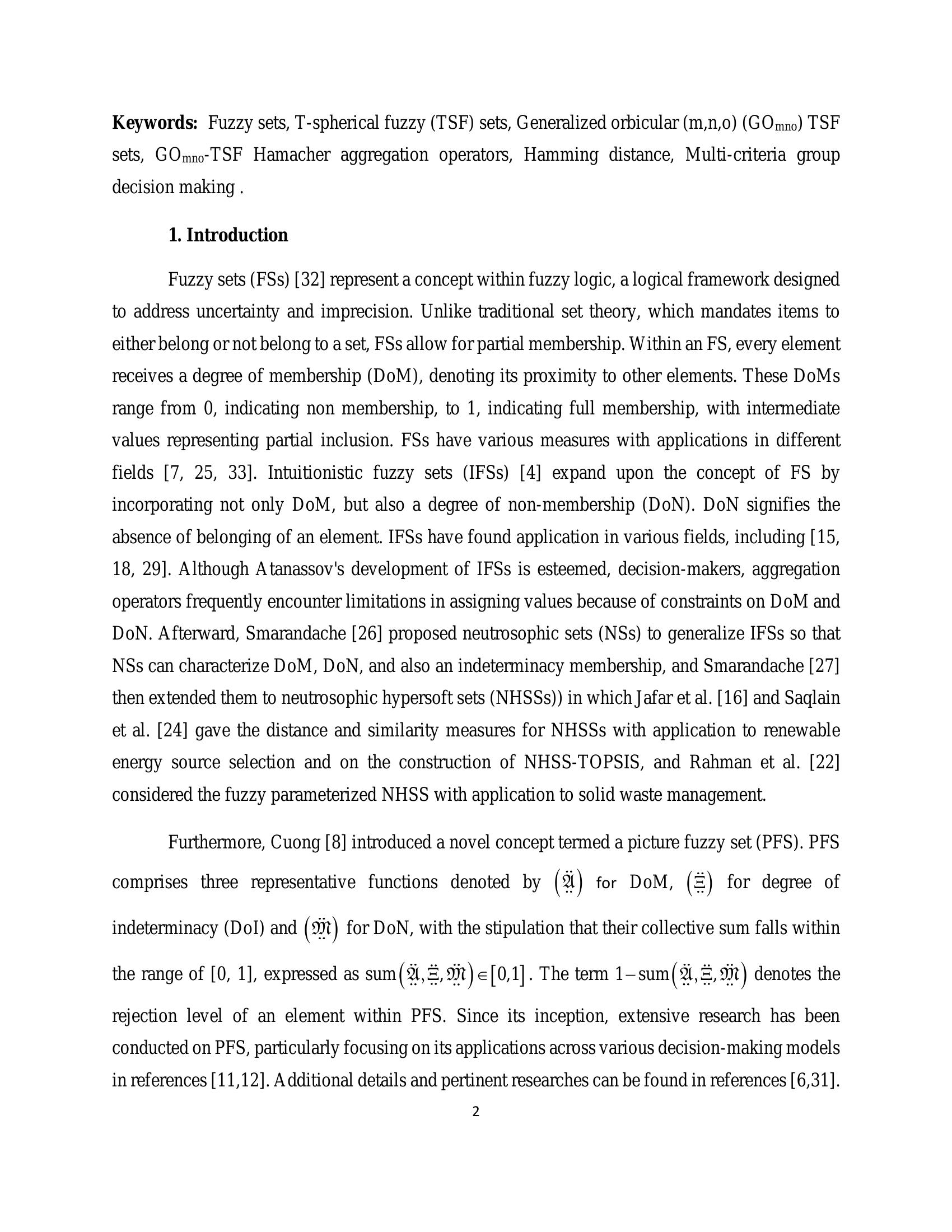 Generalized Orbicular (m,n,o) T-Spherical Fuzzy Sets with Hamacher Aggregation Operators and ...