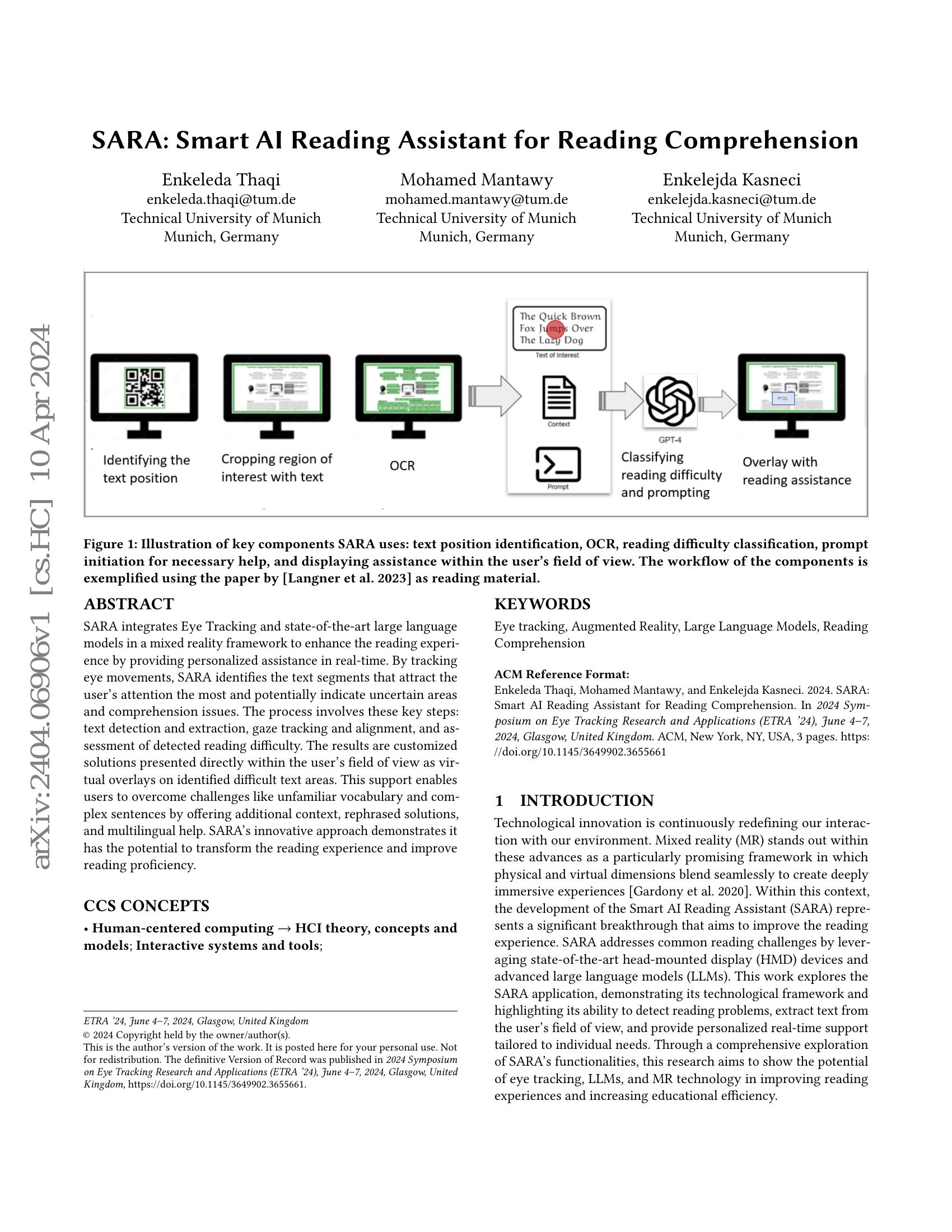 SARA: Smart AI Reading Assistant for Reading Comprehension - 智源社区论文